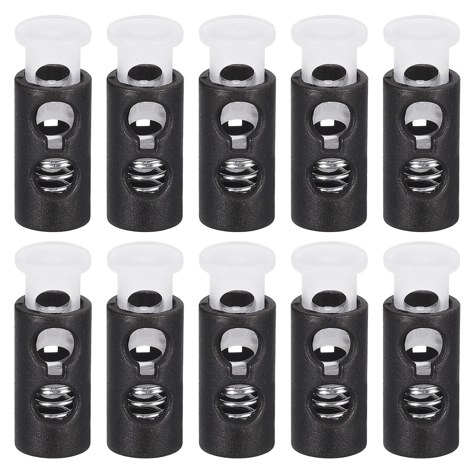 Uxcell 20Pack 4mm Cord Lock Plastic Double Hole Spring Toggle Stoppers ...