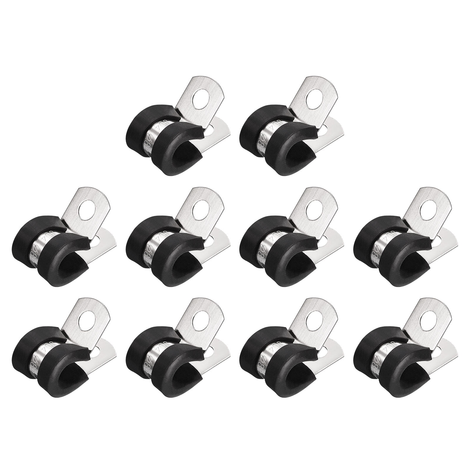 Uxcell 20Pack 5/16" Cable Clamp R Shape Stainless Steel Rubber ...
