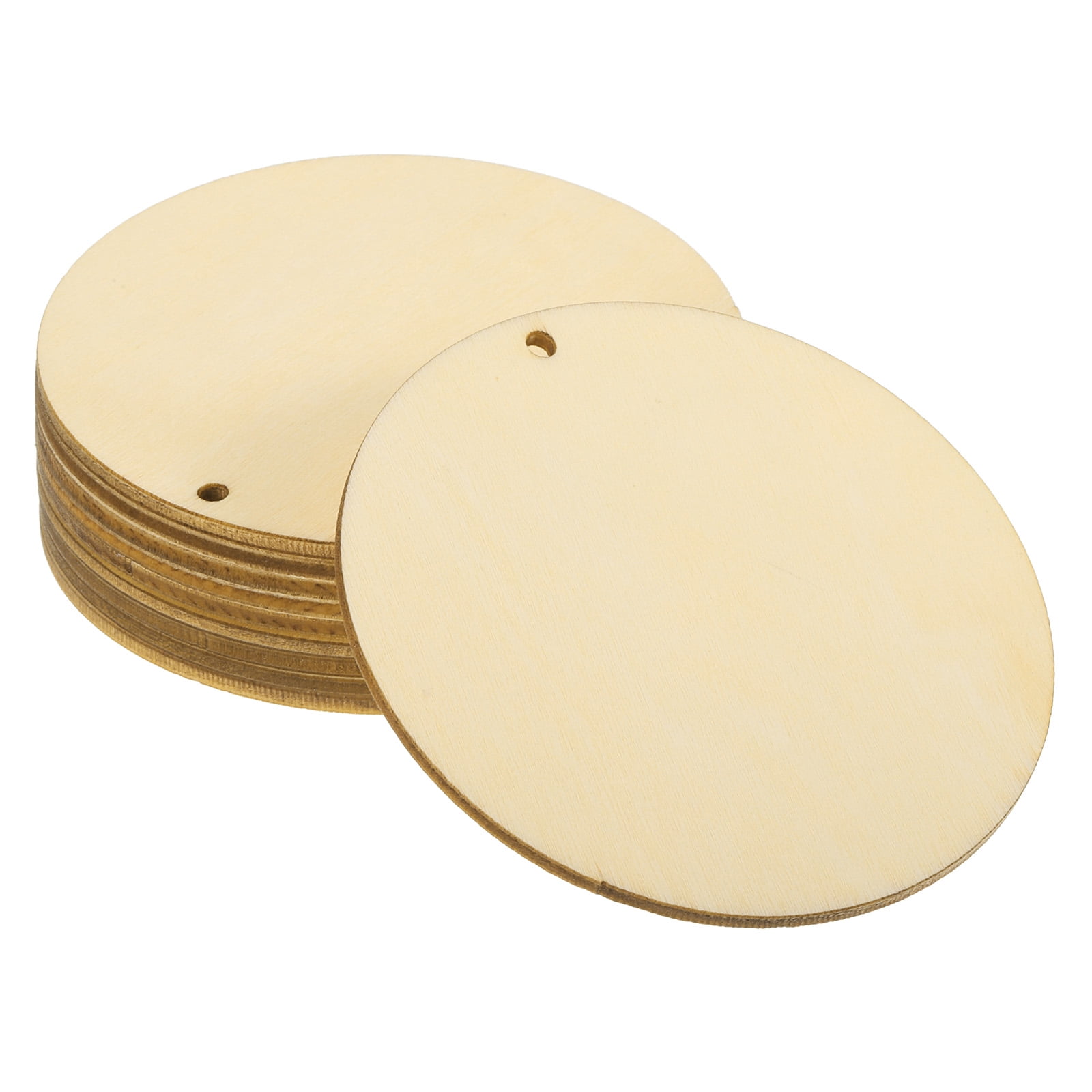 Uxcell 20Pack 80mm(3inch) Unfinished Wooden Circles with Holes Round ...