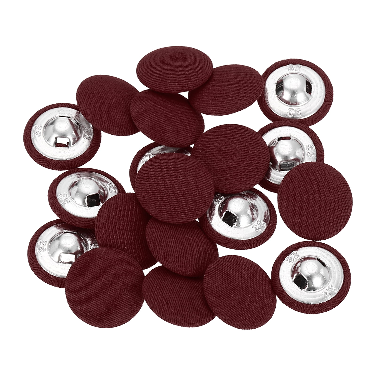 Uxcell 20Pack Fabric Cloth Covered Button, 20mm 32L Metal Shank Round ...