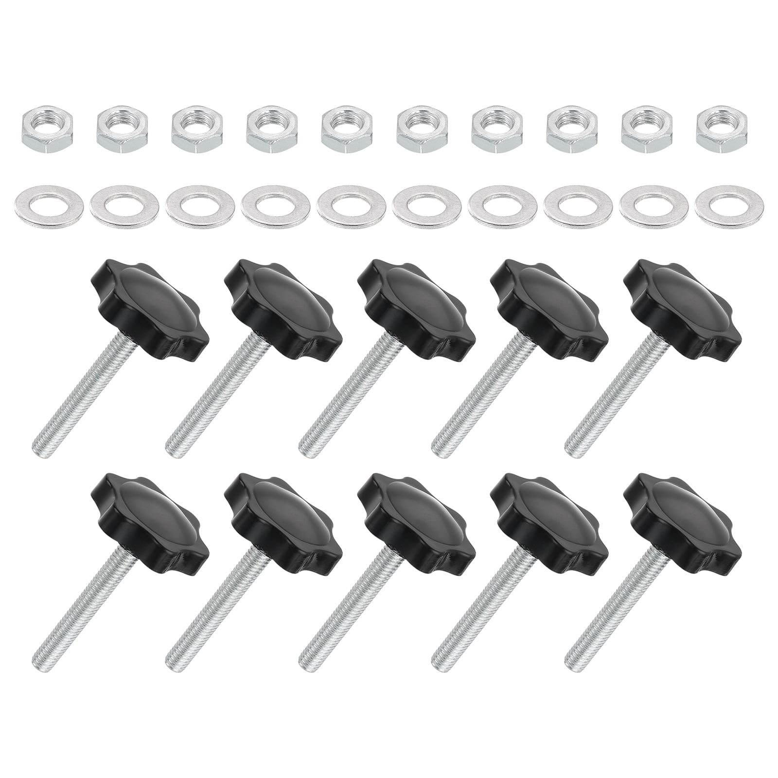 Uxcell 20Pack M6 x 40mm Star Knobs Plastic Hex Shaped Hand Knob with ...