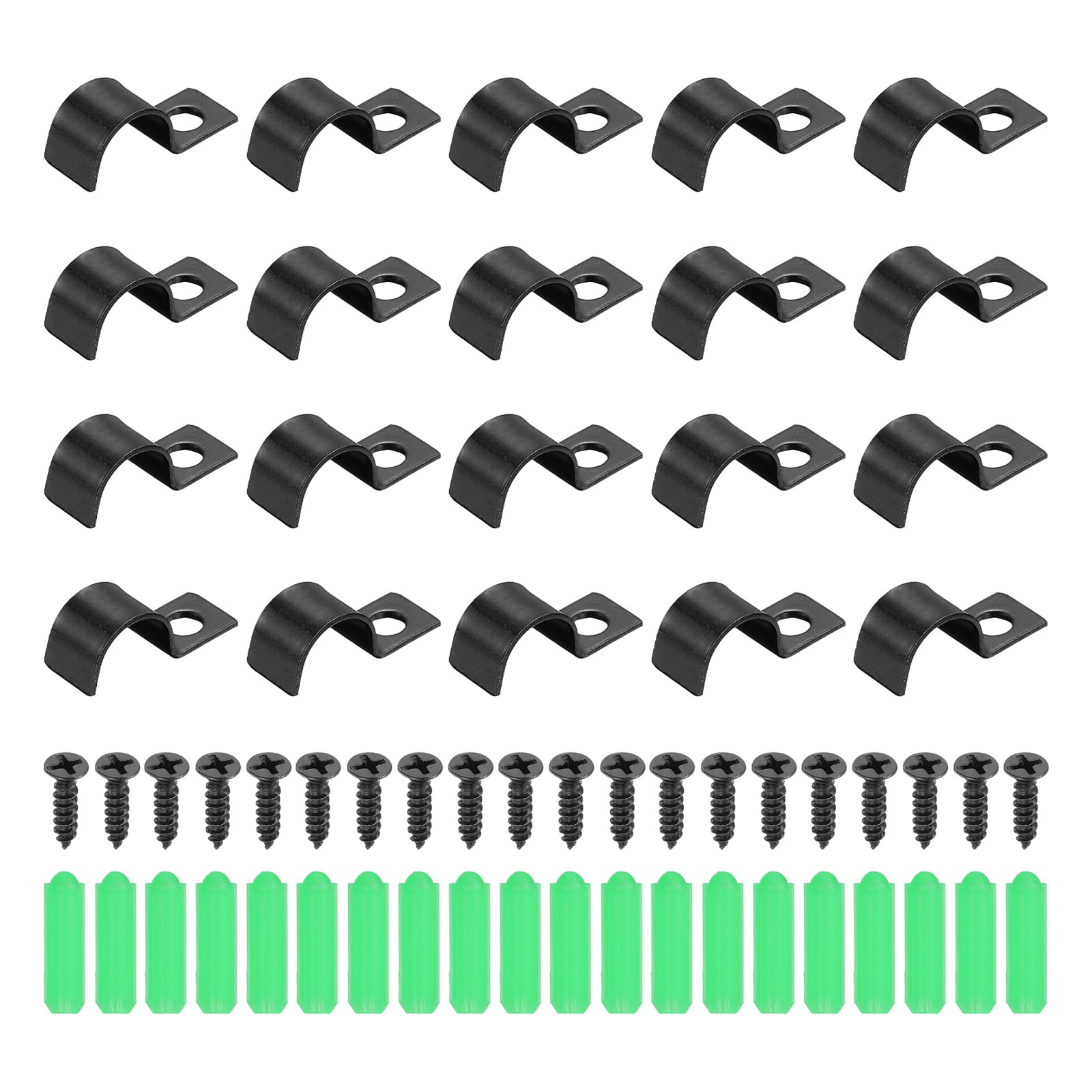 Uxcell 20Pcs 12mm(1/2") One Hole Pipe Strap, Rigid U Brackets Conduit ...