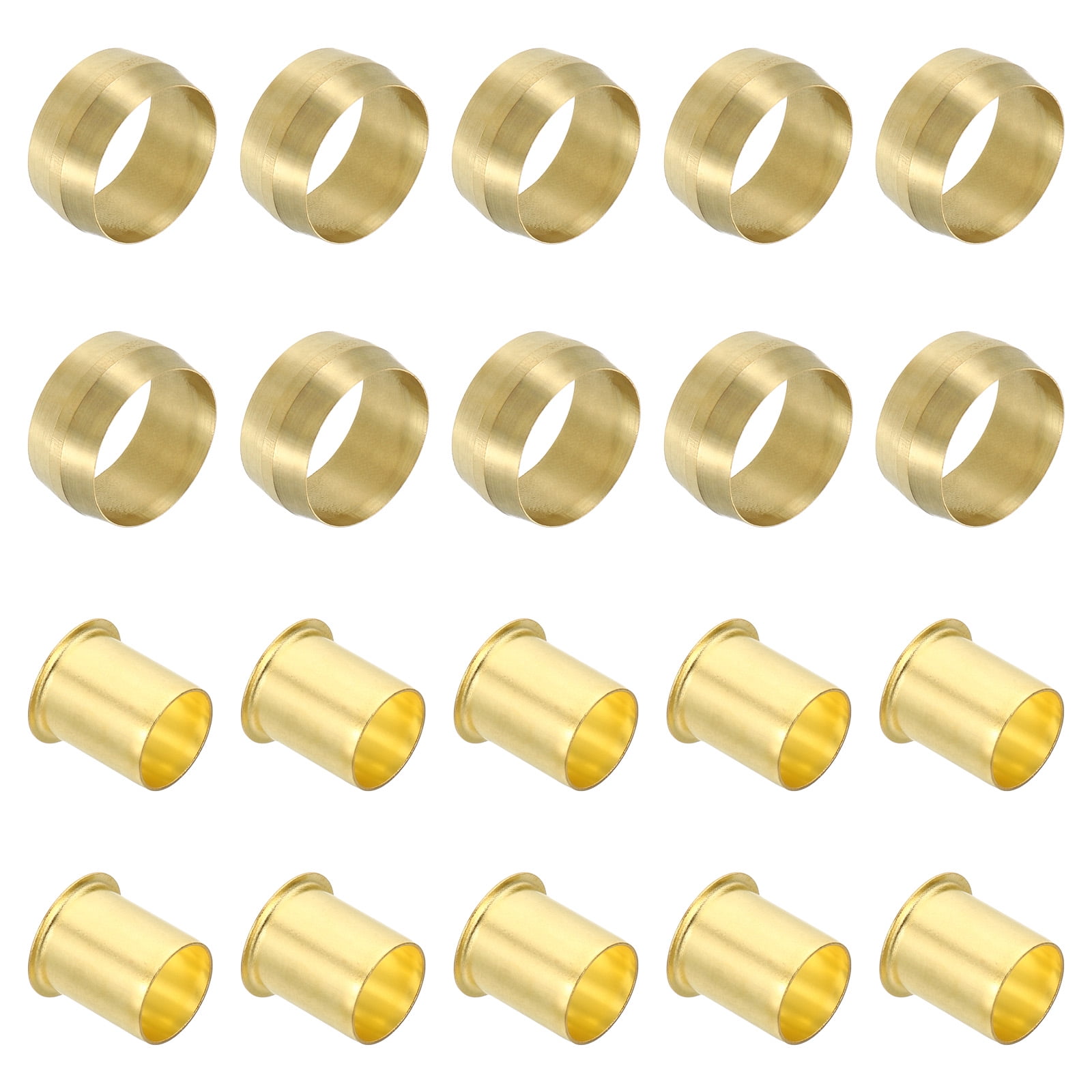 Uxcell 20Pcs 16mm ID x 16mm OD Hose Tube Brass Ferrule Brass ...