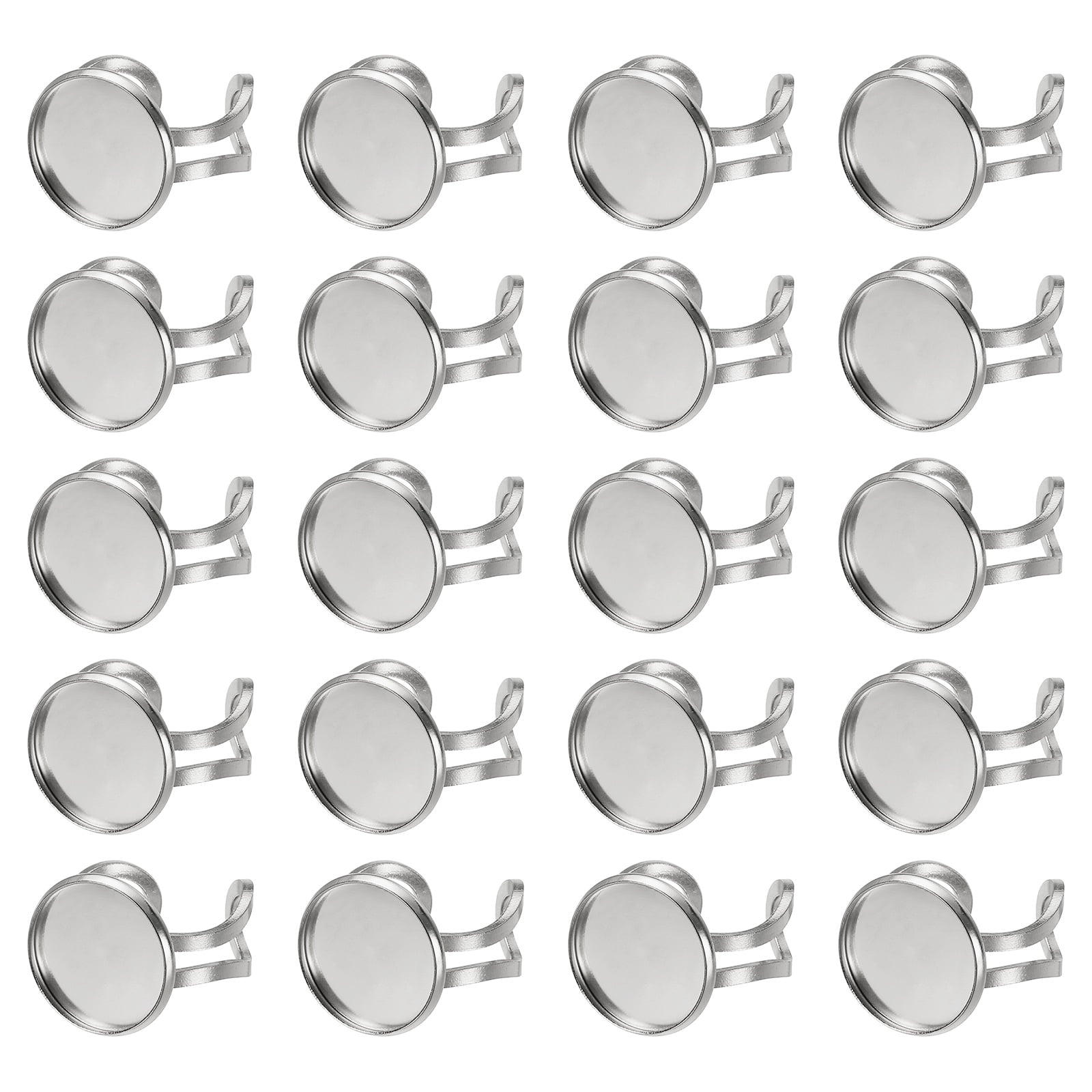 Uxcell 20Pcs Adjustable Finger Ring Base, 16mm Stainless Steel Flat ...