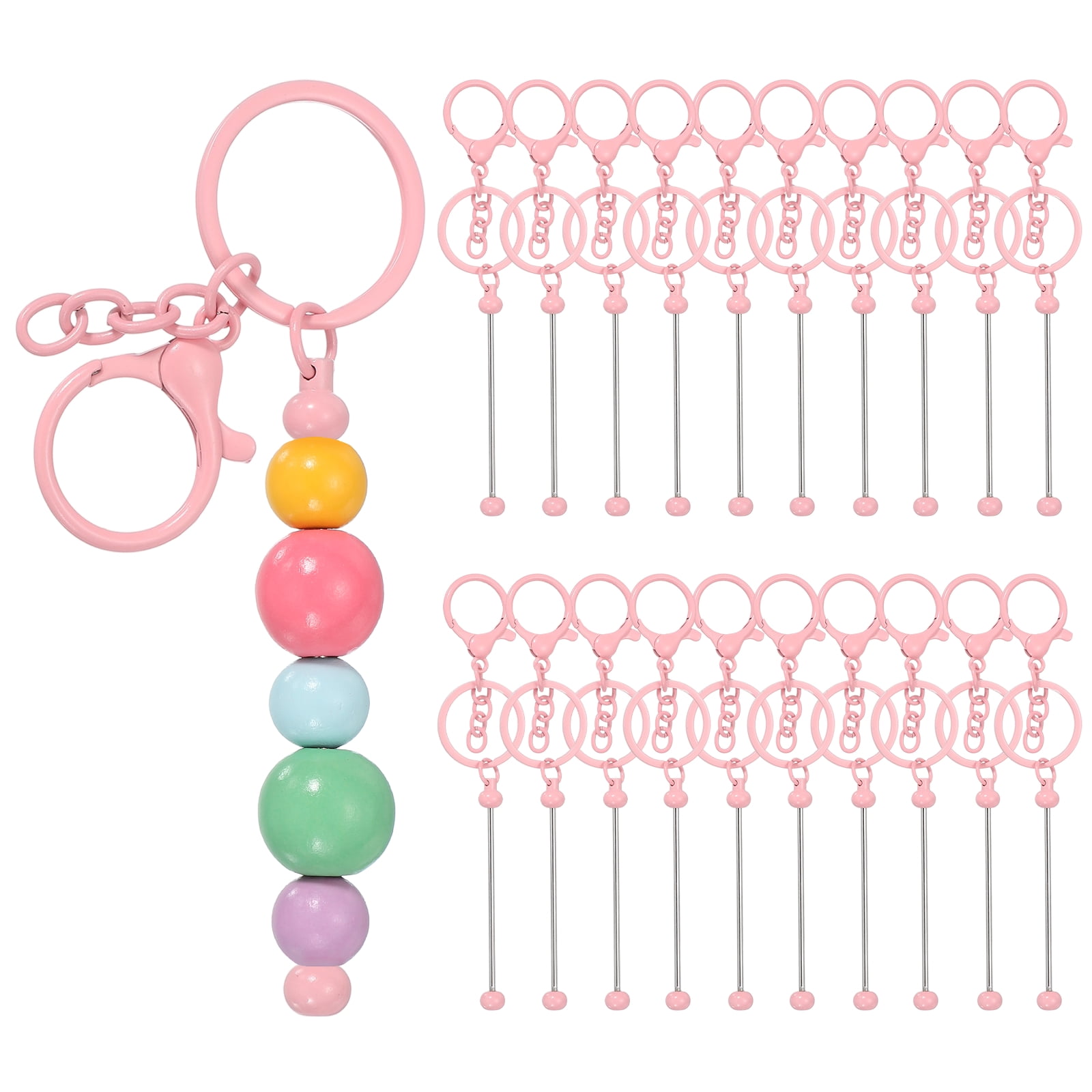 Uxcell 20Pcs Beadable Keychains, Metal DIY Beaded Keychain Making Kit ...