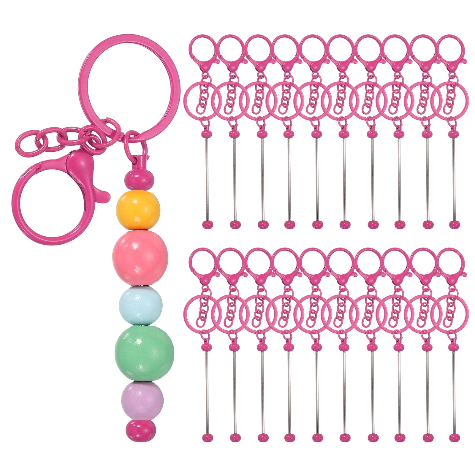 Uxcell 20Pcs Beadable Keychains, Metal DIY Beaded Keychain Making Kit ...