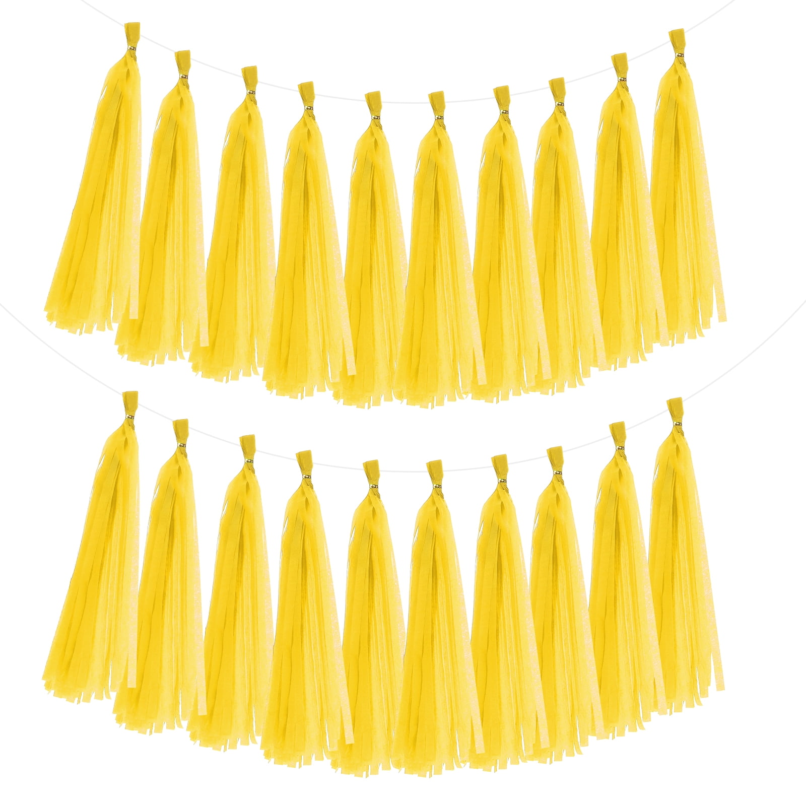 Uxcell 20Pcs Bright Yellow Tassel Garland 14.6 x 9.4 Inch Tissue Paper ...