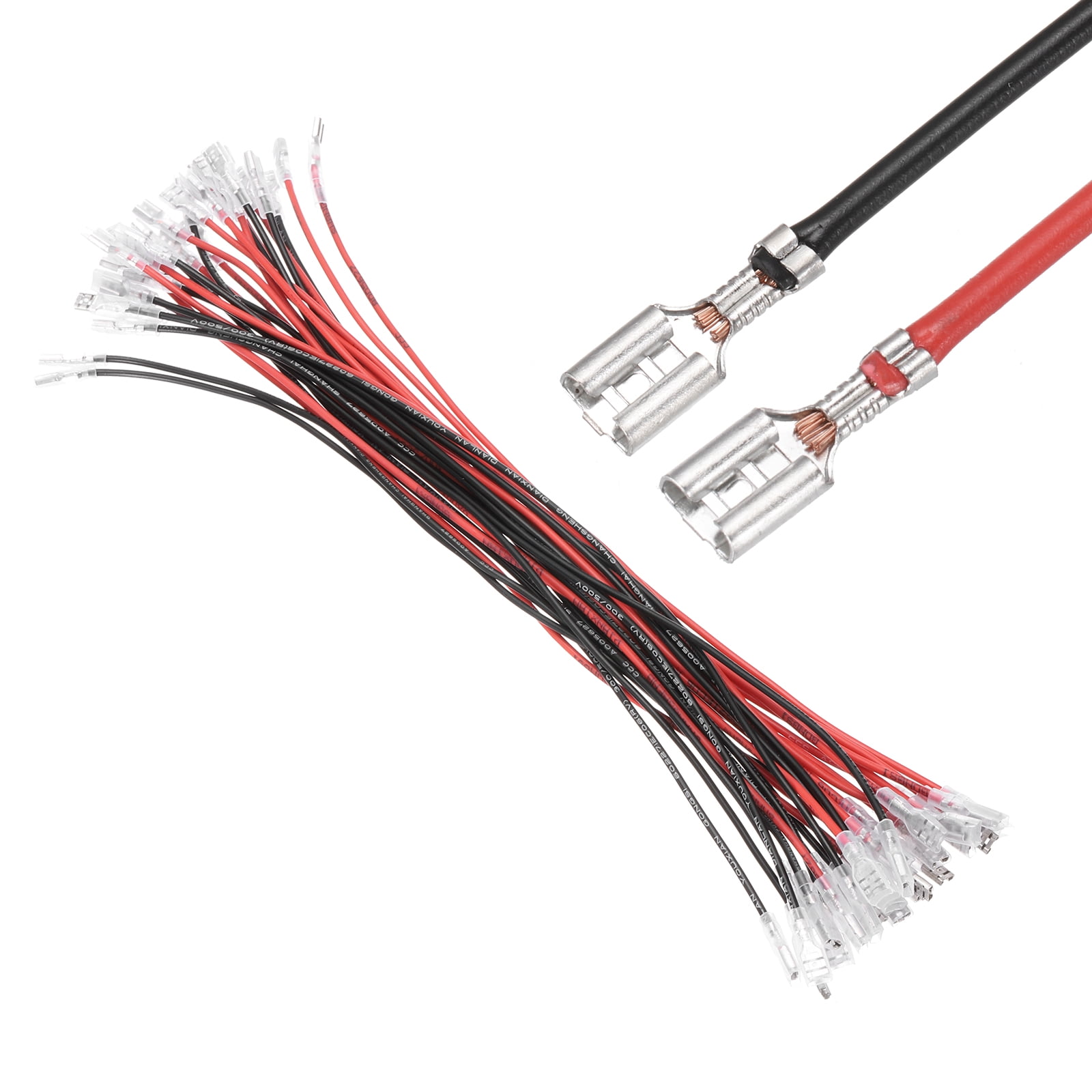 Uxcell 20Pcs Female Spade Crimp Terminal with Insulating Sleeve, 4.8mm ...