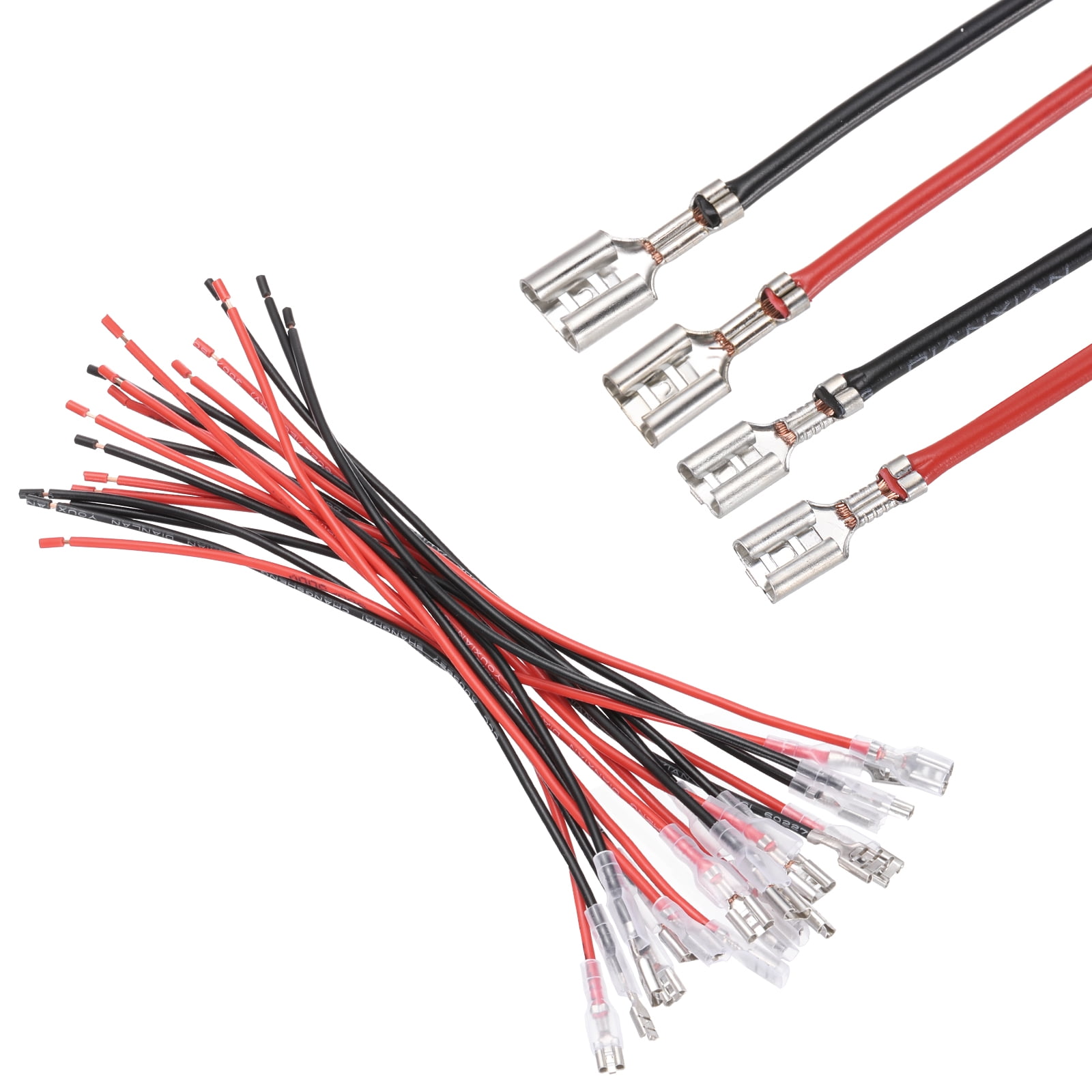 Uxcell 20Pcs Female Spade Crimp Terminal 4.8mm and 6.30mm 20cm Wires ...