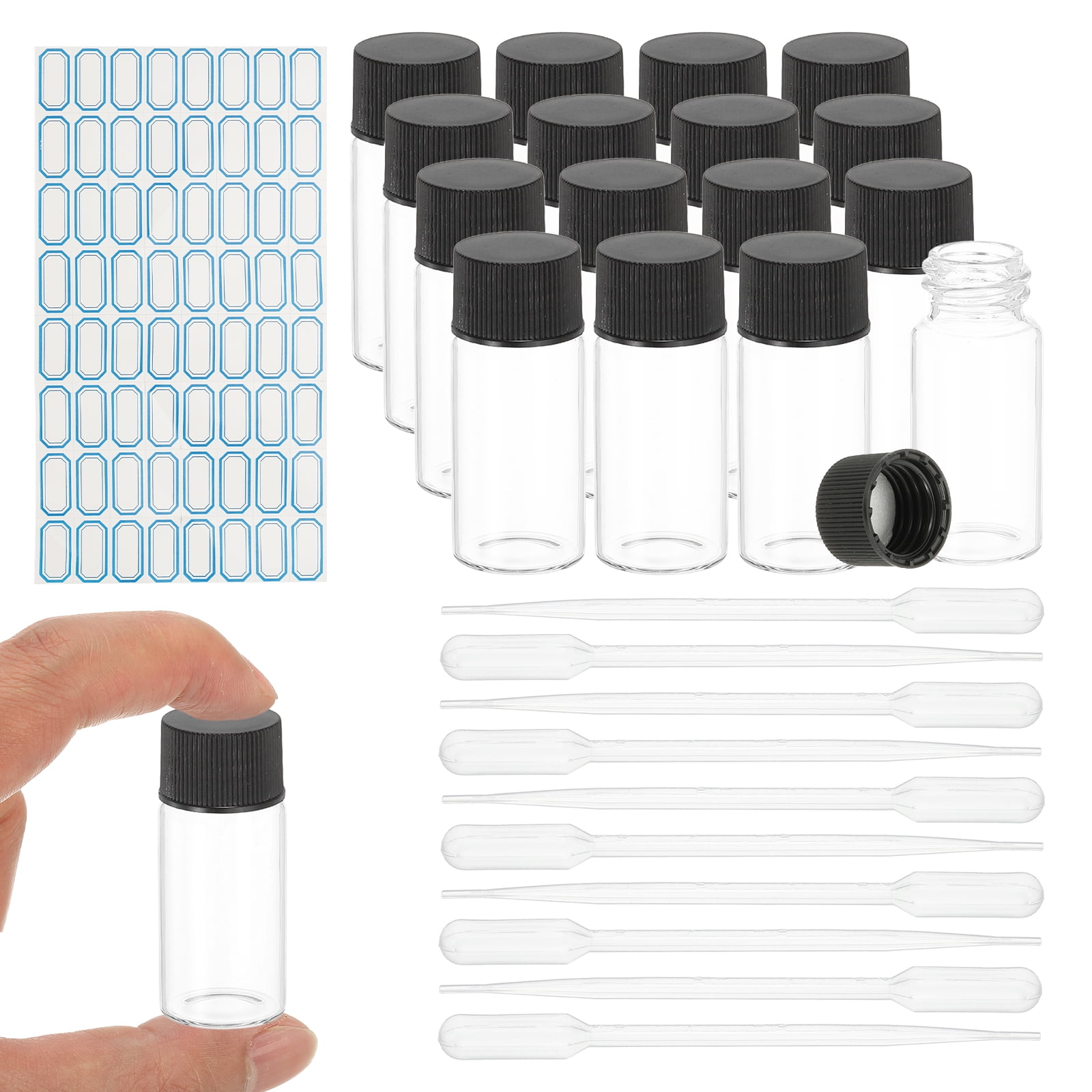 Uxcell 20Pcs Glass Sample Vials, 10ml Clear Liquid Sample Vials Leak-Proof Storage Glass Bottles ...