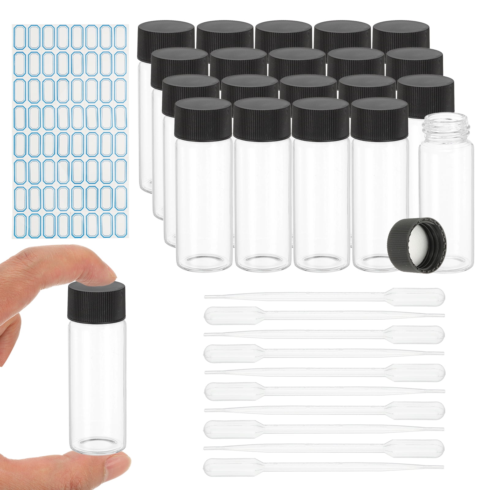 Uxcell 20Pcs Glass Sample Vials, 30ml Clear Liquid Sample Vials Leak-Proof Storage Glass Bottles ...