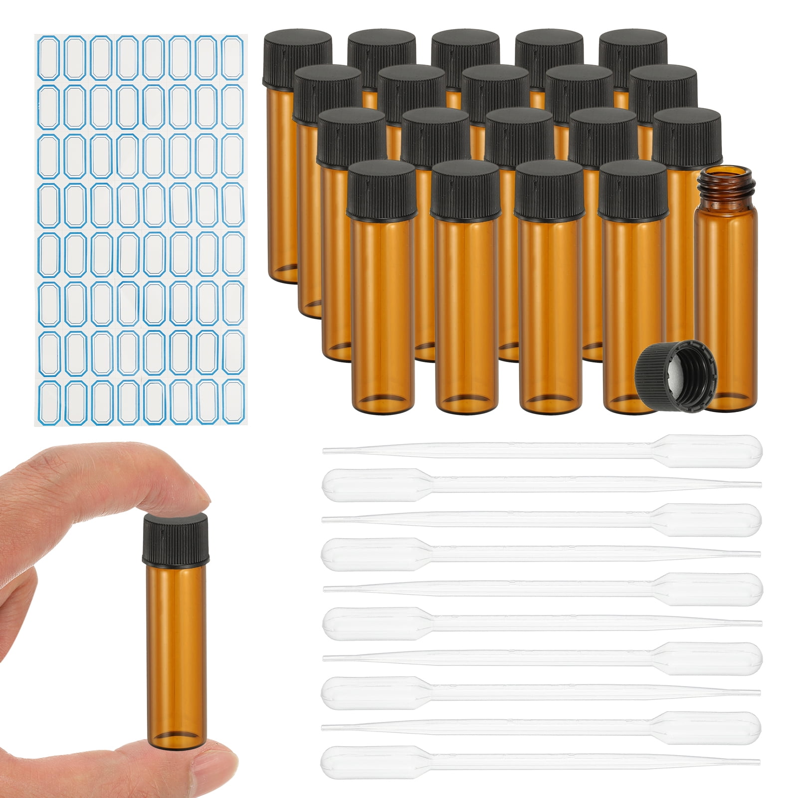 Uxcell 20Pcs Glass Sample Vials, 8ml Clear Brown Liquid Sample Vials Leak-Proof Storage Glass ...