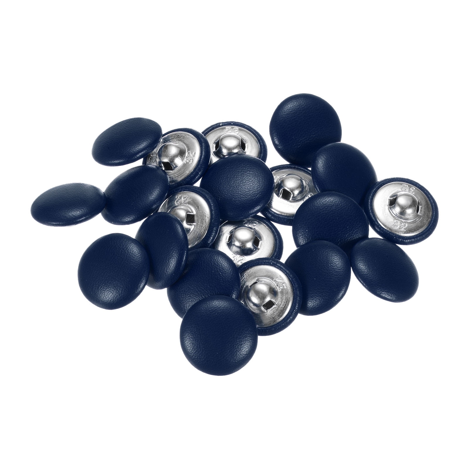Uxcell 20Pcs Leather Covered Button Metal Round Sewing Buttons Navy ...