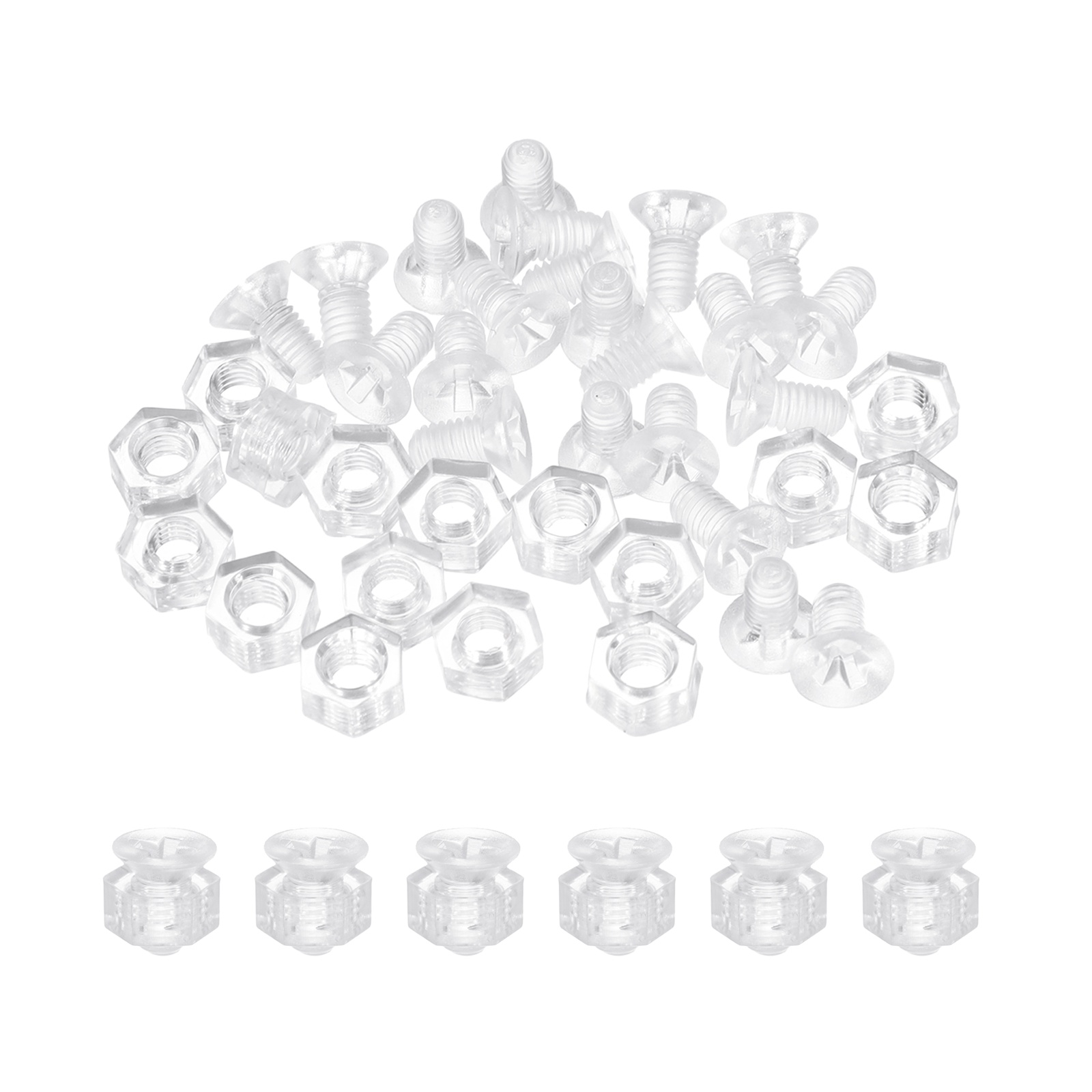 Uxcell 20Pcs M3x6mm Clear Plastic Phillips Countersunk Screws with Hex ...