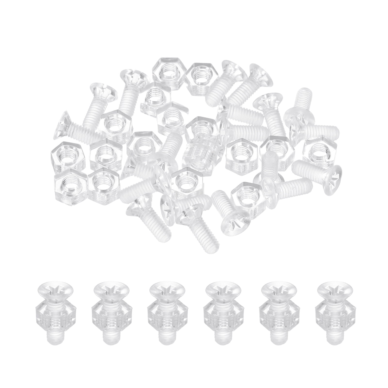 Uxcell 20Pcs M3x8mm Clear Plastic Phillips Countersunk Screws with Hex ...