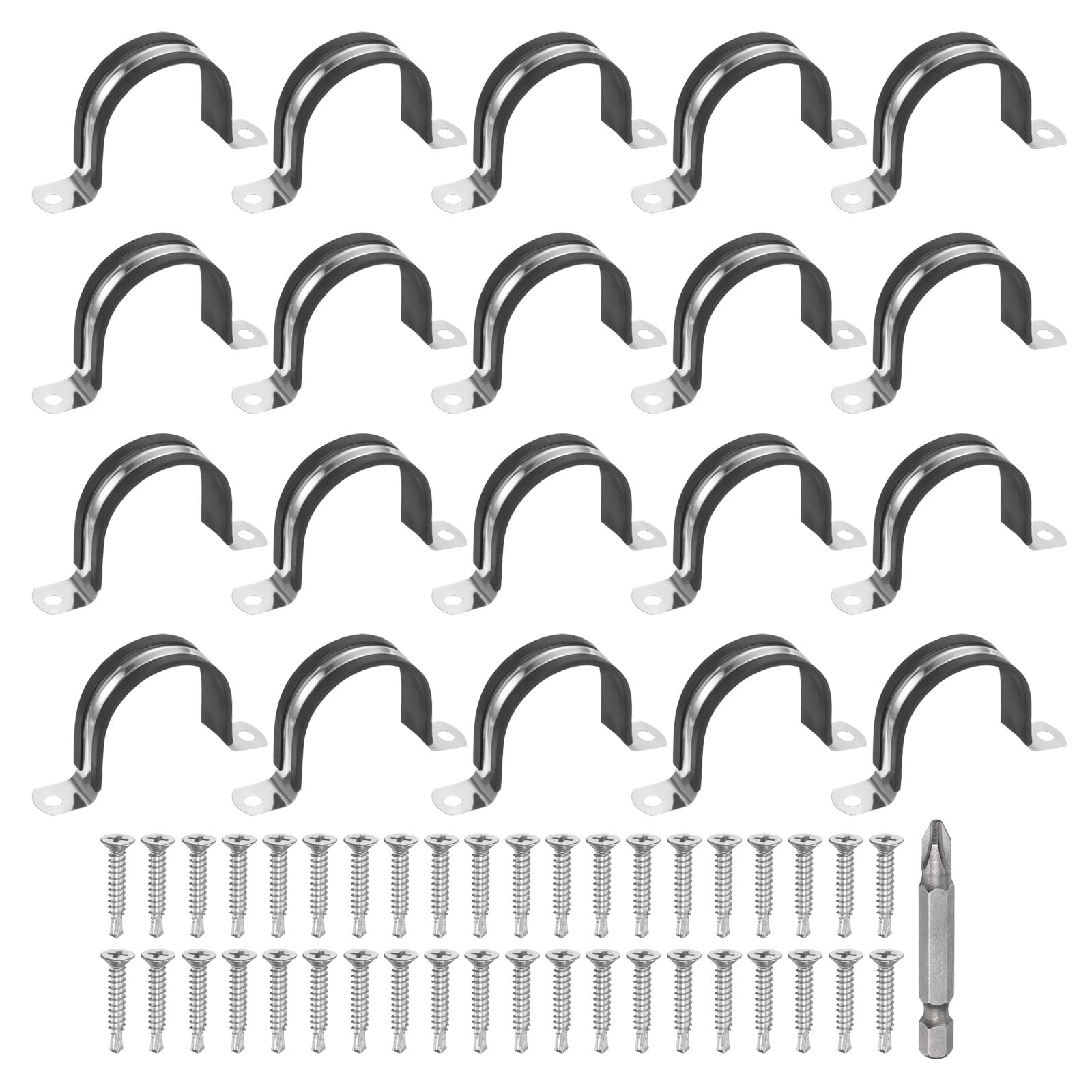 Uxcell 20Pcs M48 U-Tube Strap Clamp Tool Set Clamp Rubber Cushioned ...