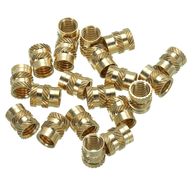 Uxcell 20Pcs M8 Threaded Inserts Metric Knurled Nuts Brass Heat-Set ...