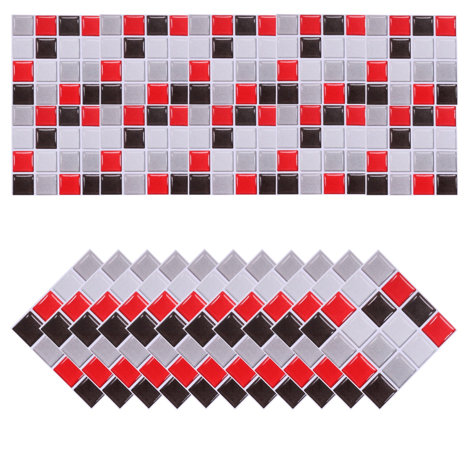 Uxcell 20Pcs Mosaic Tile Stickers, 10 x 10cm Square Wallpaper Self ...