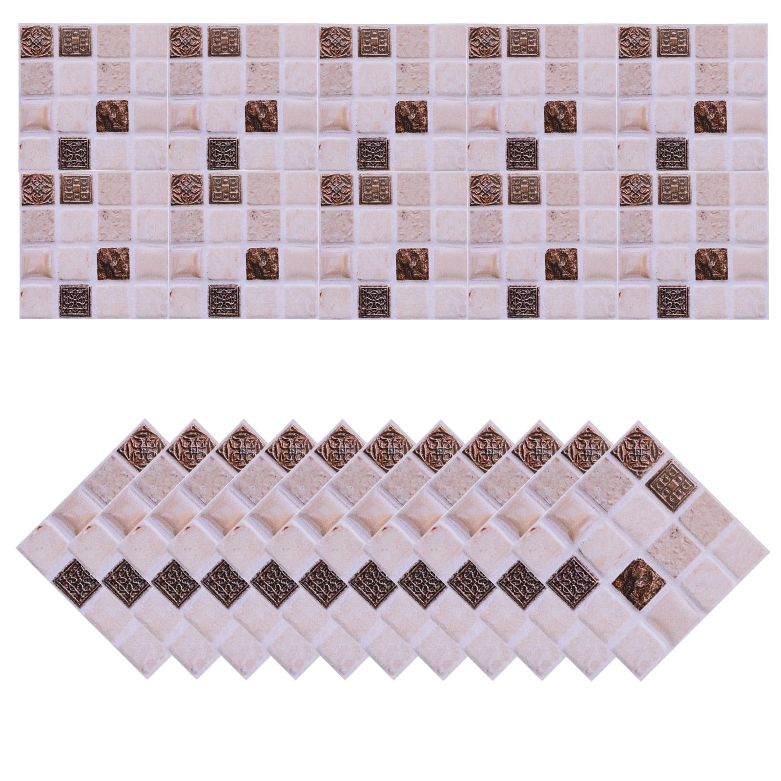 Uxcell 20Pcs Mosaic Tile Stickers, 10 x 10cm Square Wallpaper Self ...