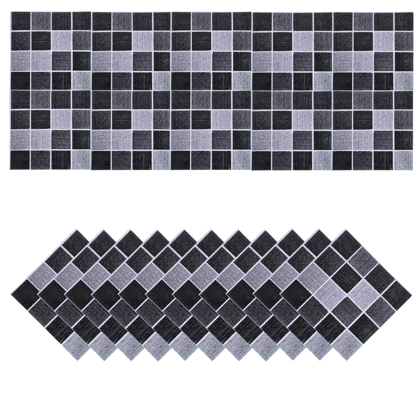 Uxcell 20Pcs Mosaic Tile Stickers, 10 x 10cm Square Wallpaper Self ...