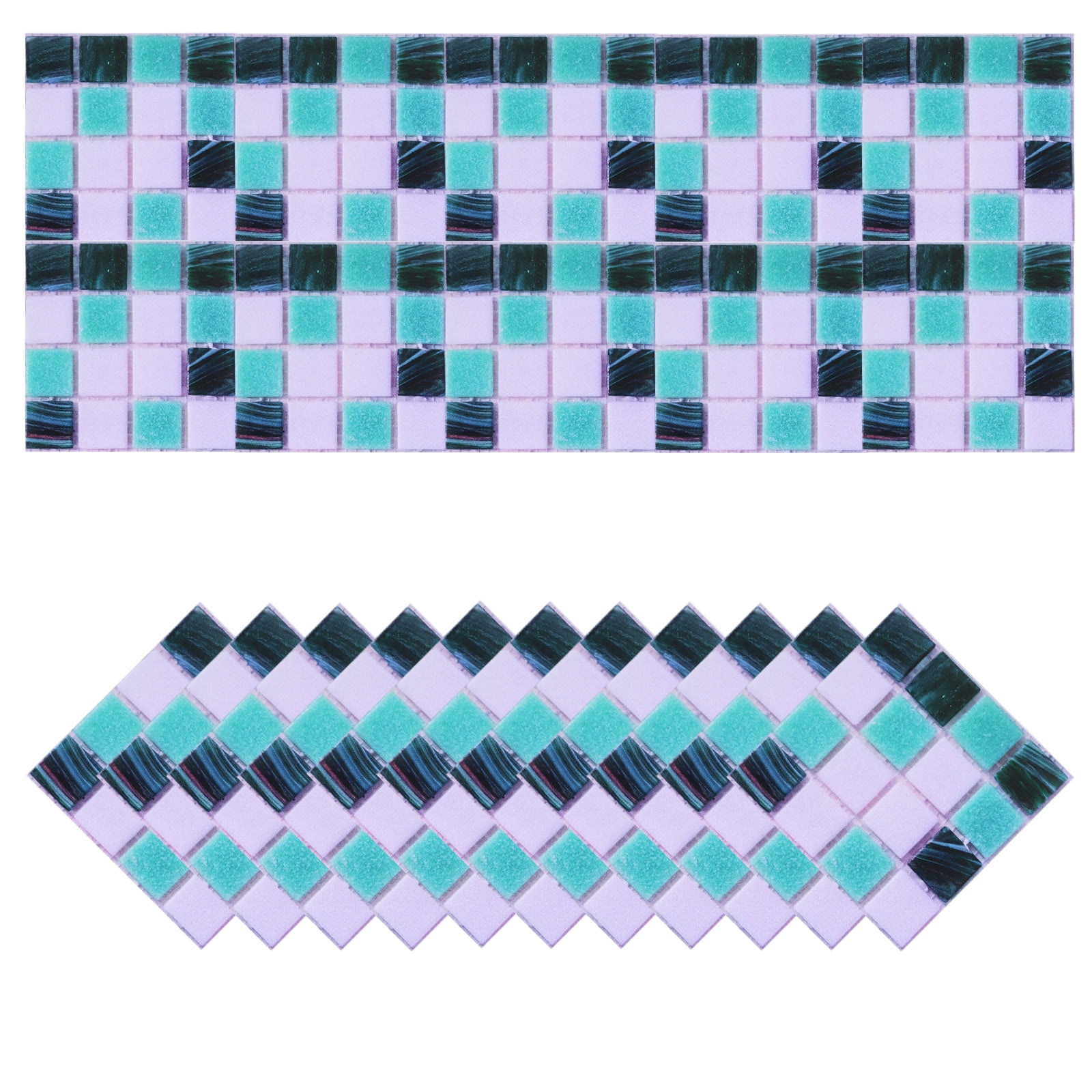 Uxcell 20Pcs Mosaic Tile Stickers, 10 x 10cm Square Wallpaper Self ...