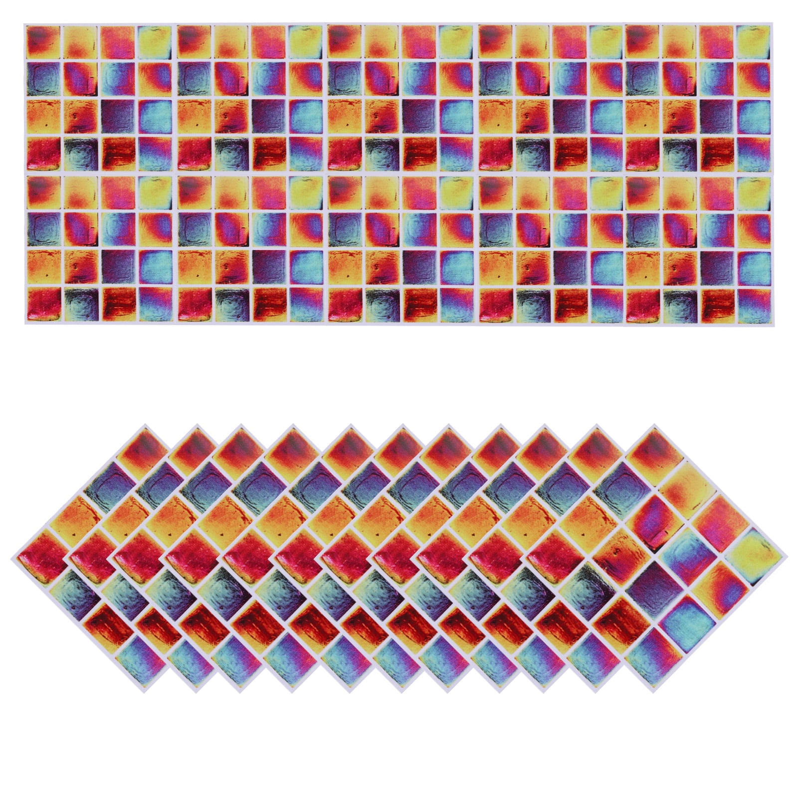 Uxcell 20Pcs Mosaic Tile Stickers, 10 x 10cm Square Wallpaper Self ...