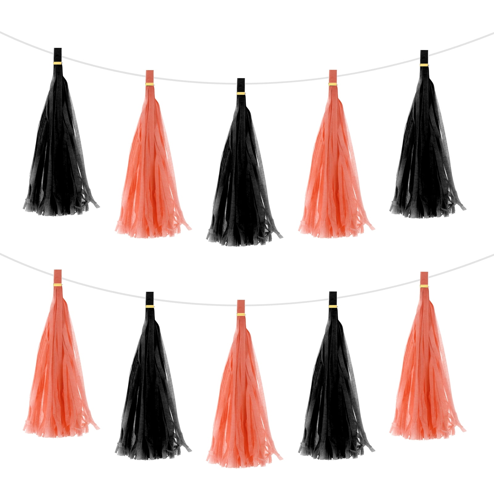 Uxcell 20Pcs Orange,Black Tassel Garland Banner w Rope for Wedding ...