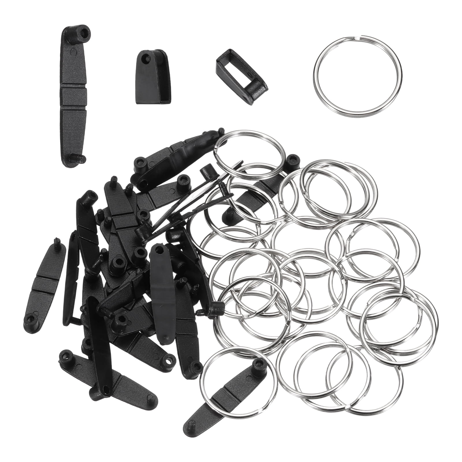 Uxcell 20Pcs Plastic Keychain Clips with Metal Rings, Clear Acrylic ...