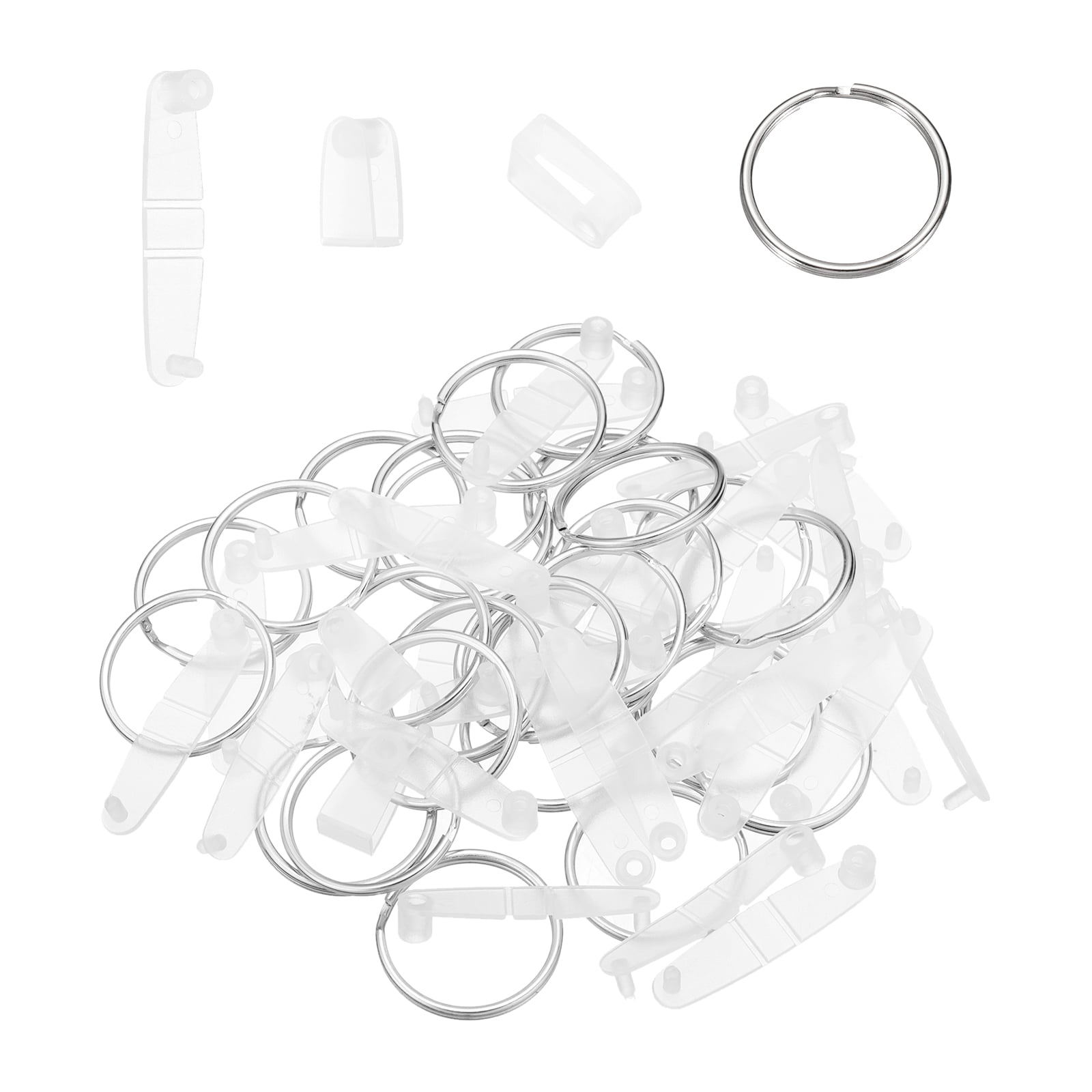 Uxcell 20Pcs Plastic Keychain Clips with Metal Rings, Clear Acrylic ...