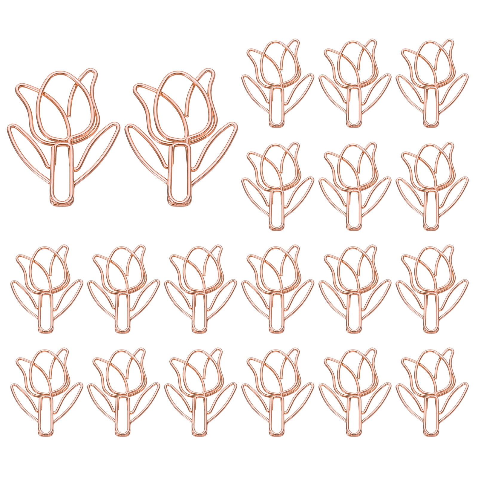 Uxcell 20Pcs Tulip Shape Cute Paper Clip for Fun Office Supplies, Rose ...