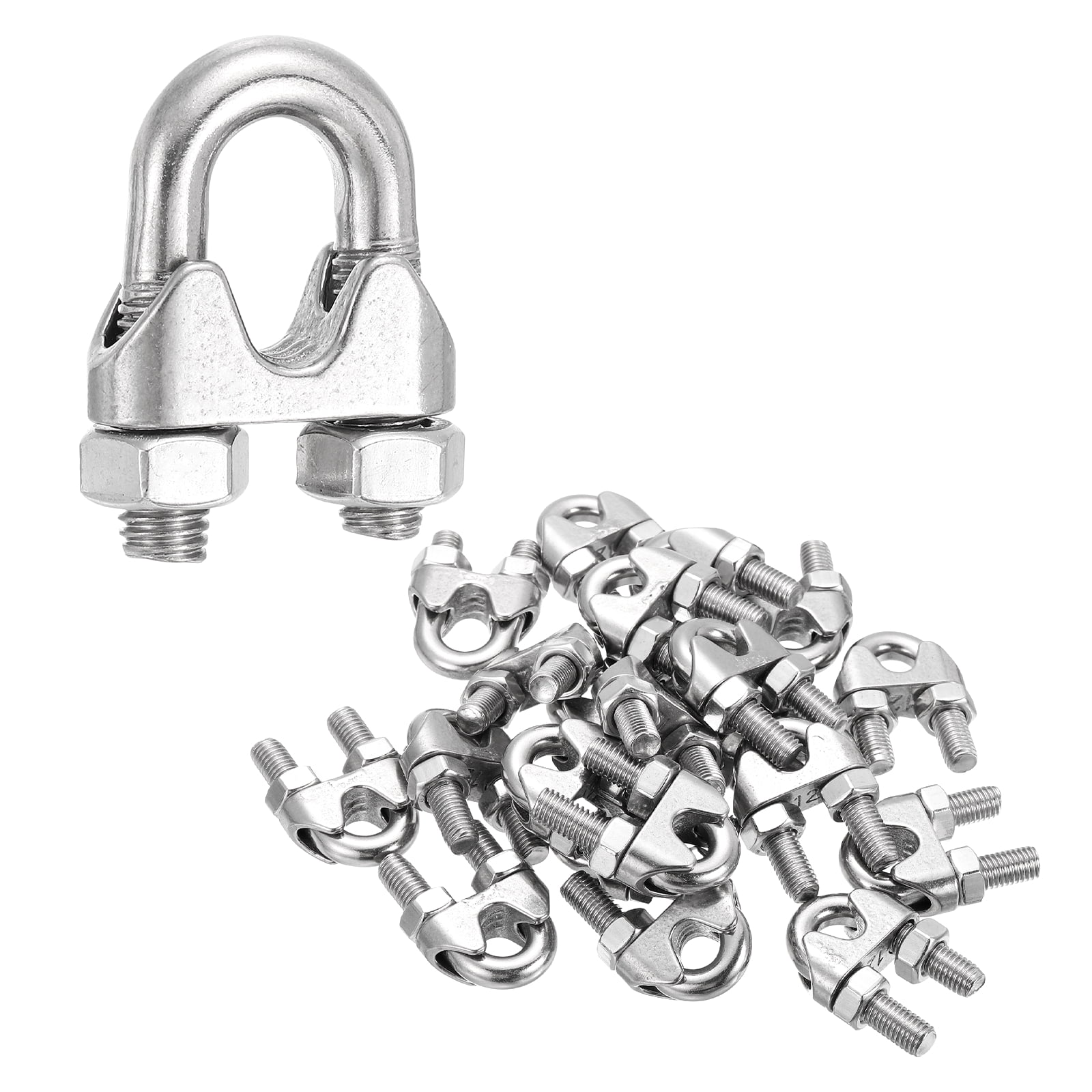 Uxcell 20Pcs Wire Rope Cable Clip Clamps 1/2 Inch M12 Small 304 ...