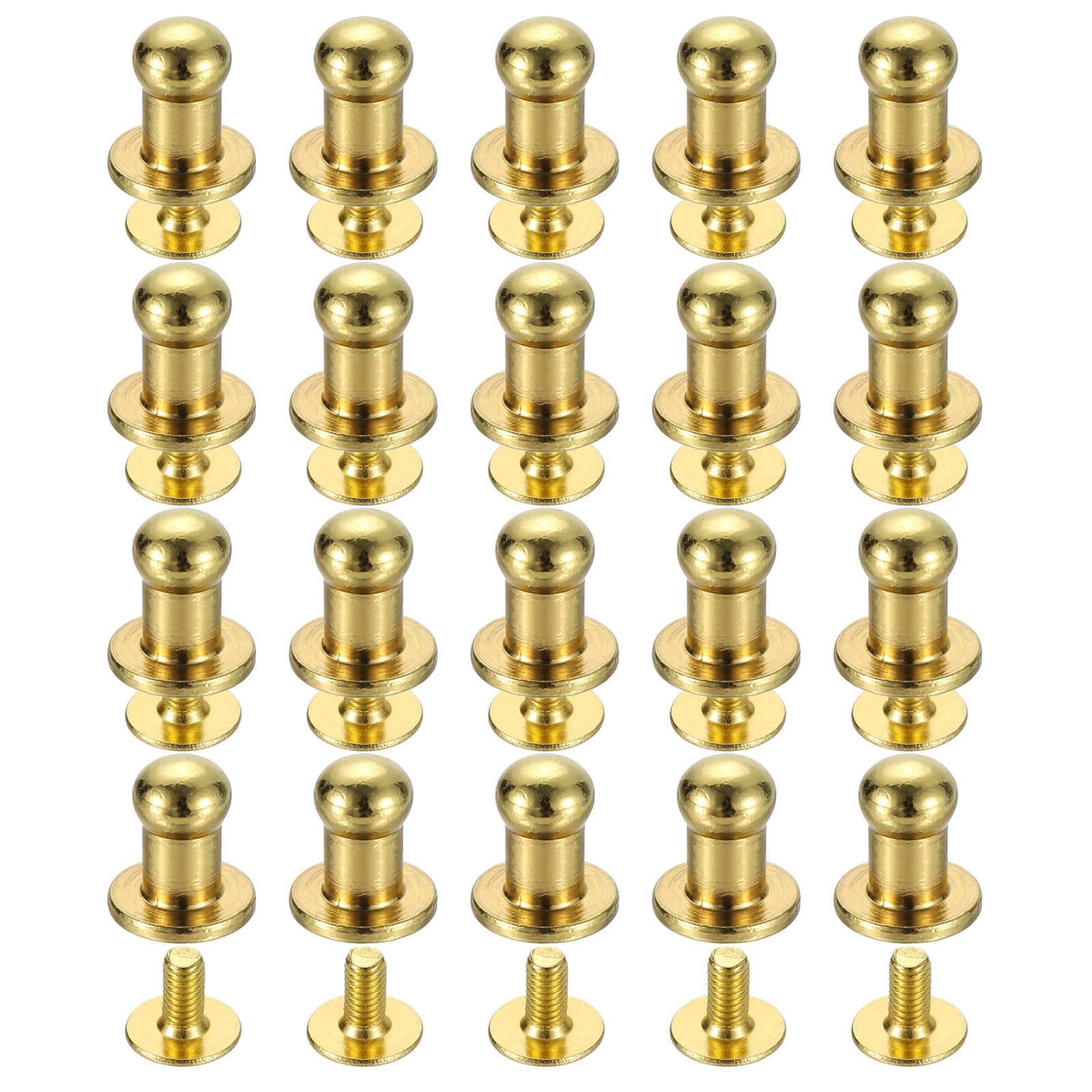 Uxcell 20Sets Brass Ball Head Stud Rivets, 5mm Screw Back Button Nipple ...
