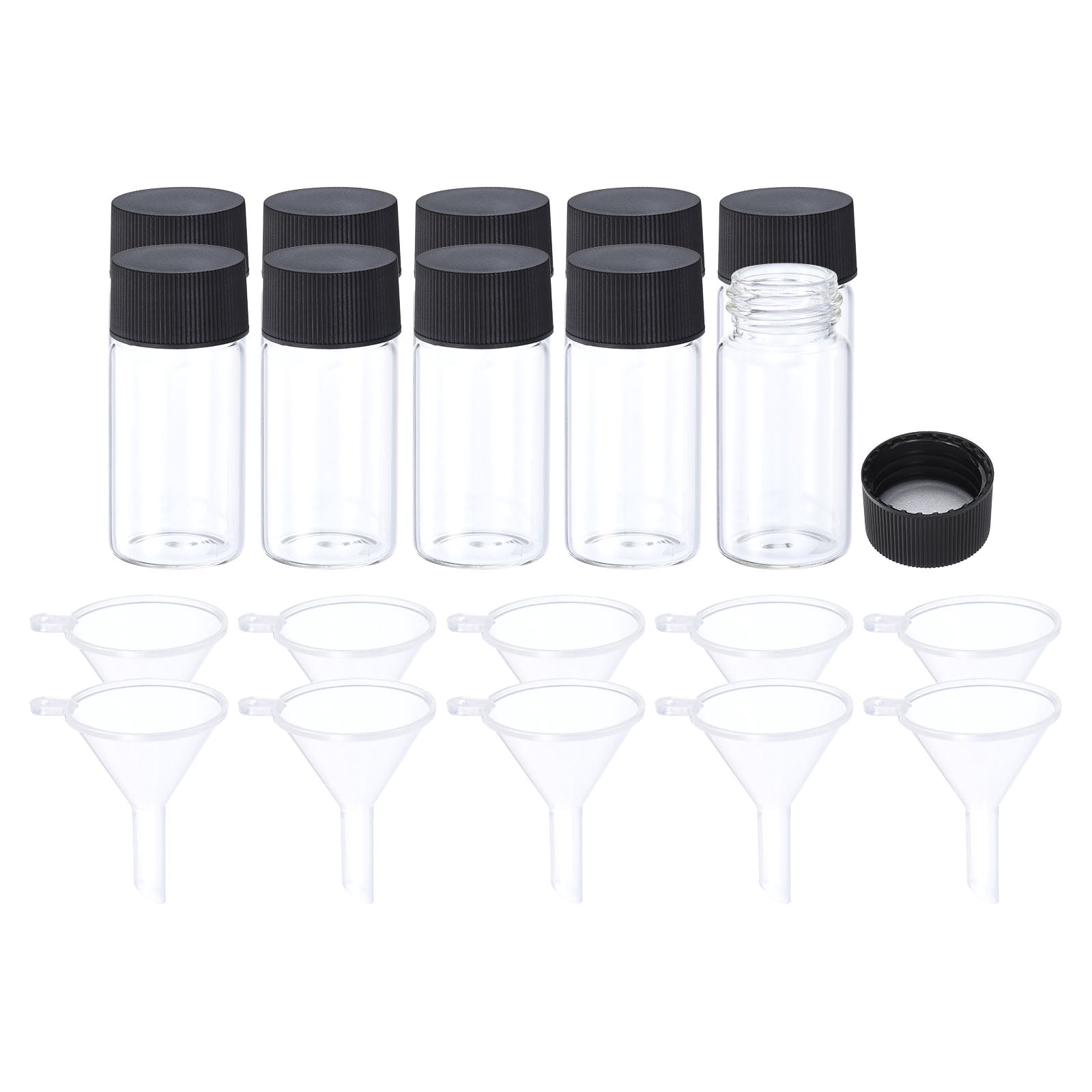 Uxcell 20mL Glass Vials with Screw Caps Liquid Sample Vial with 10 ...