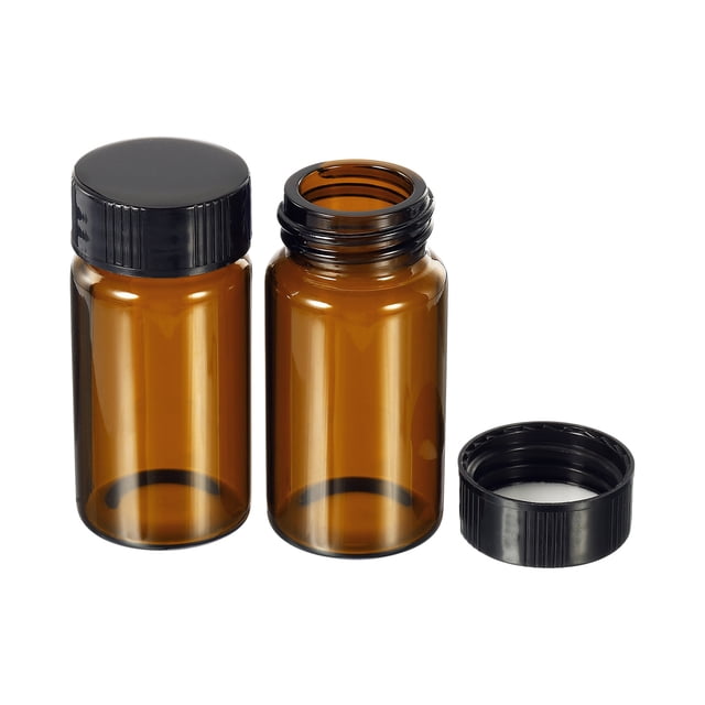 Uxcell 20mL Reagent Glass Storage Bottle Round Plastic Screw Cap Lab ...