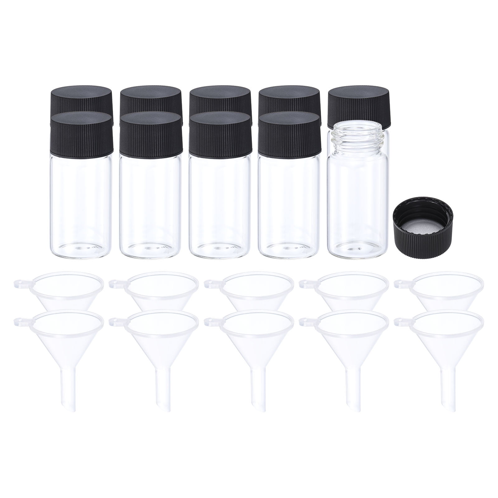 Uxcell 20mL Reagent Media Bottle, 10 Pack Round Glass Storage Bottles ...