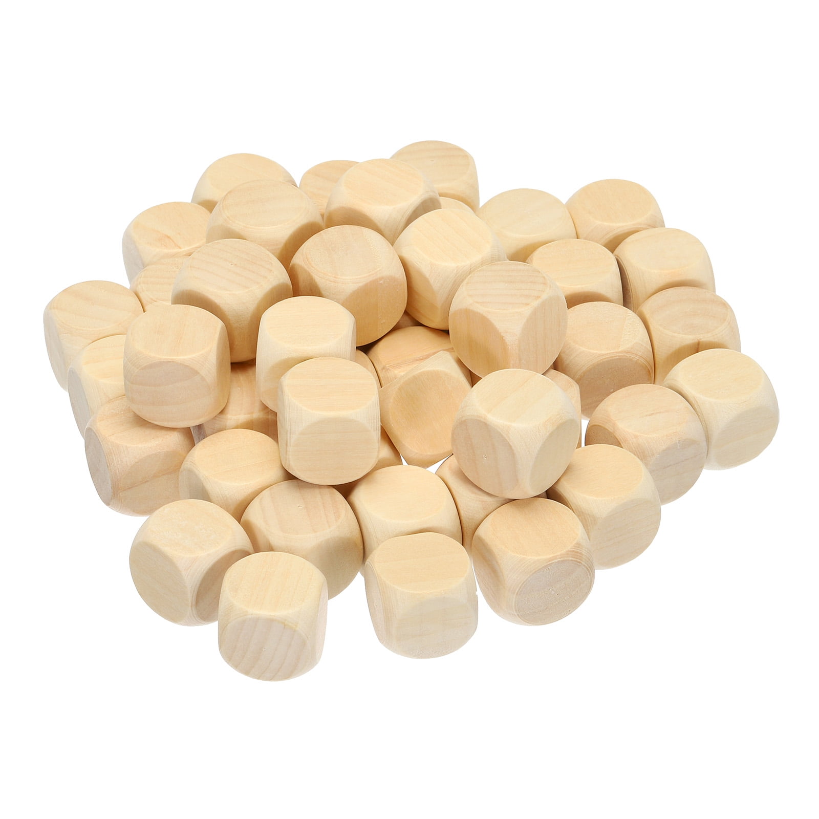 Uxcell 20mm Blank Wooden Dice, 50 Pack Unfinished Wooden Blocks 6 Sided ...