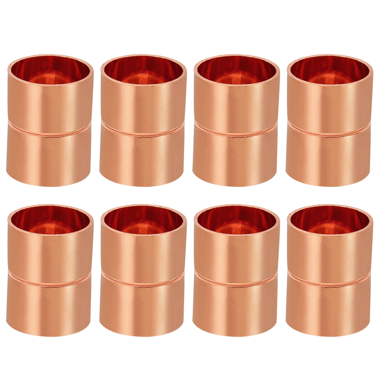 Uxcell 20mm ID Copper Coupling Fittings, 8 Pcs Rolled Tube Stop ...