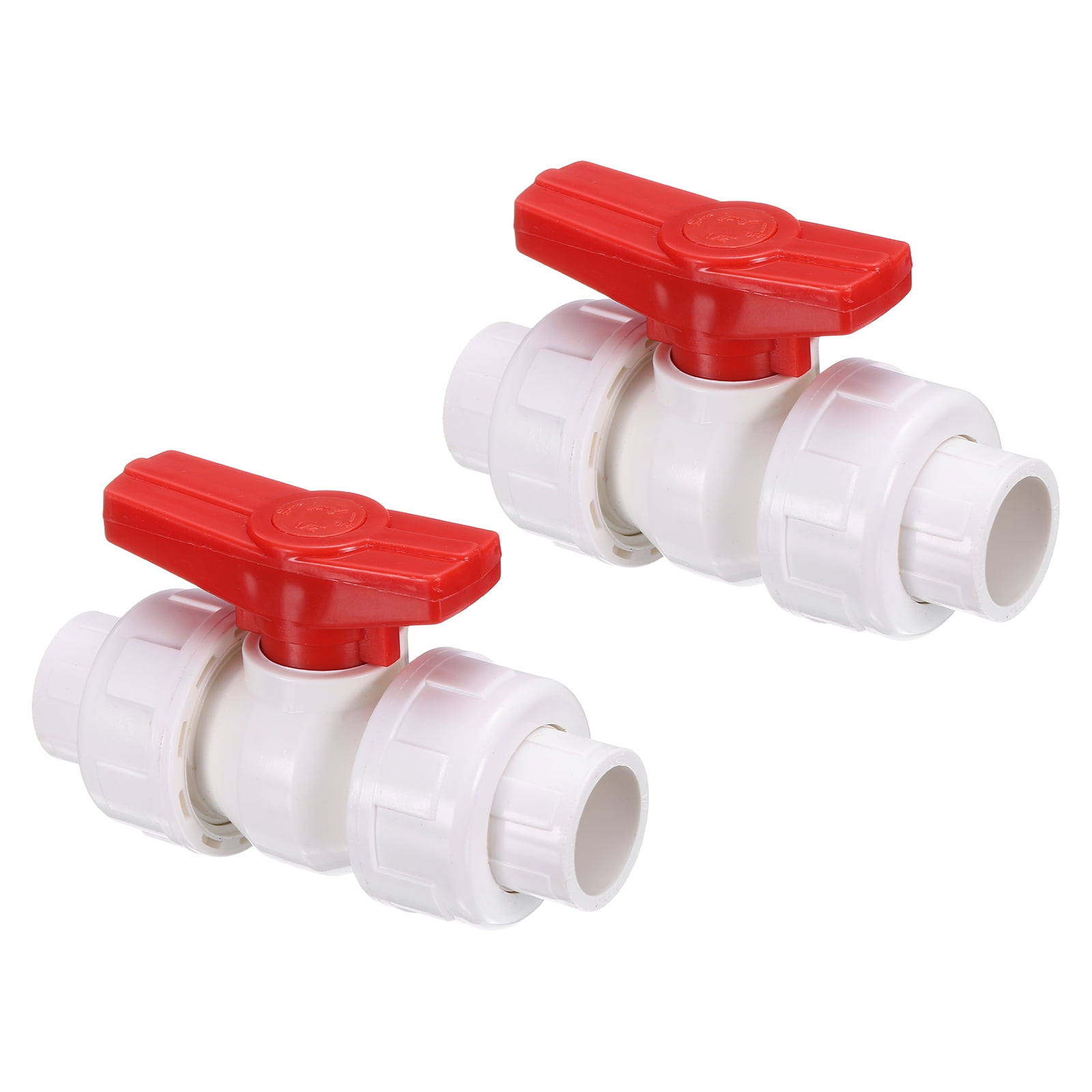 Uxcell 20mm ID Double Union Ball Valve, 2 Pack PVC Socket Type Shut-off ...