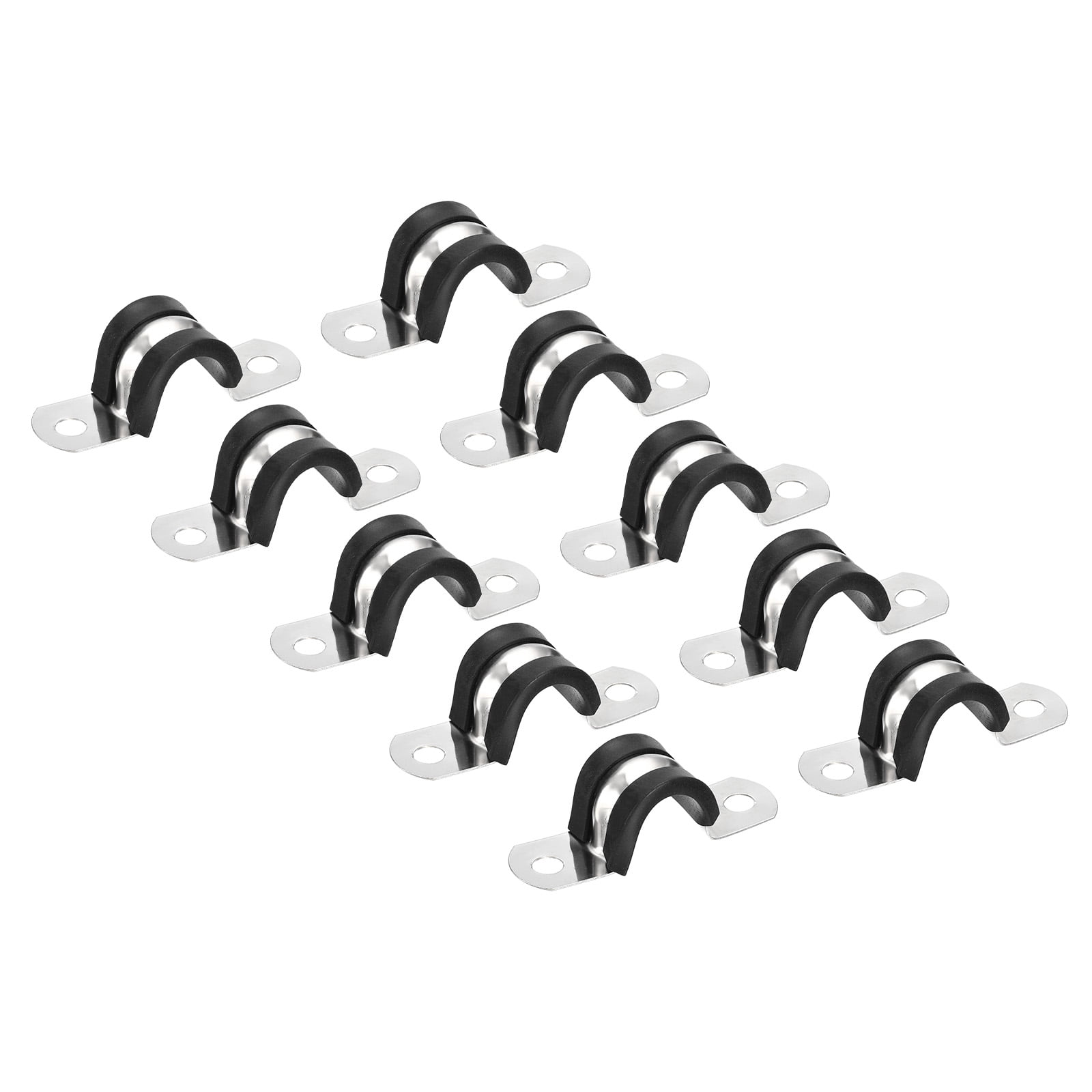 Uxcell 20mm Rigid Pipe Strap Clamp, 12 Pcs 304 Stainless Steel Two Hole ...