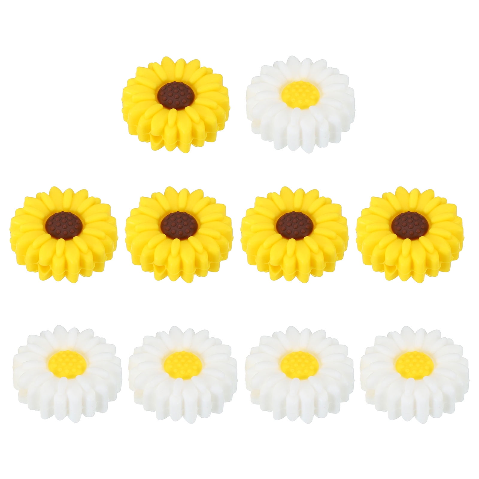 Uxcell 20mm Silicone Flower Beads, 10 Pcs Cute Colorful Soft Sunflower ...