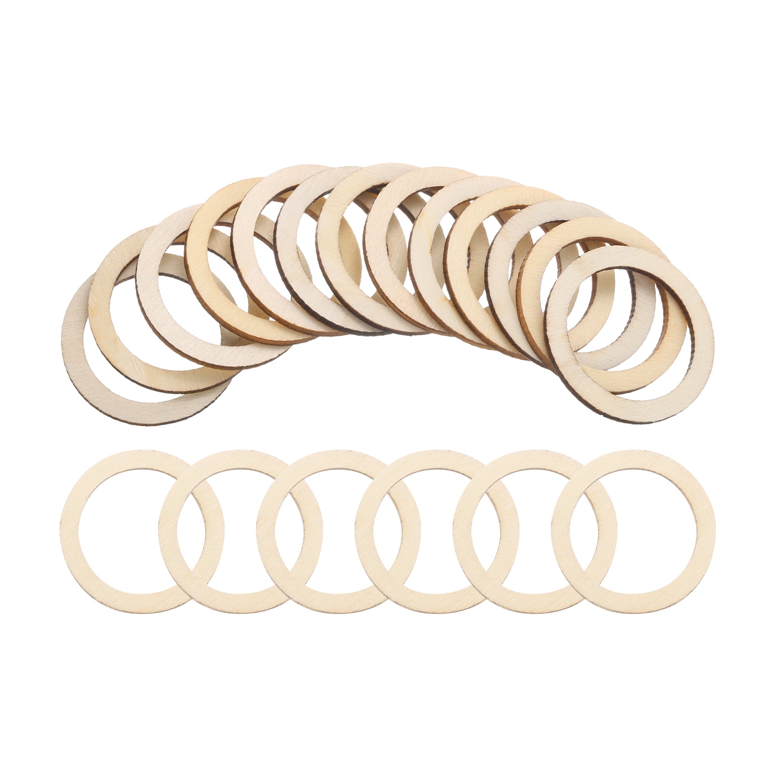 Uxcell 20mm Wooden Rings for Crafts, 100 Pack Natural Wood Rings ...
