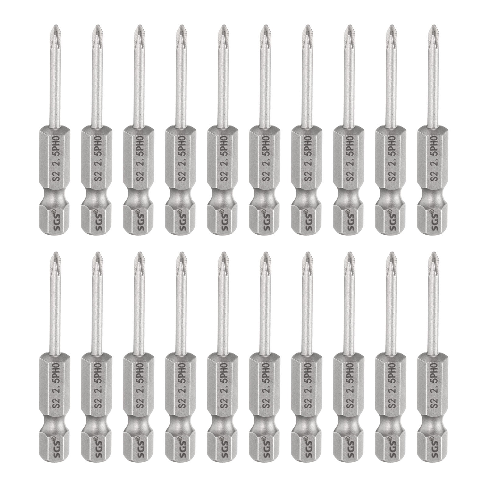 Uxcell 20pcs #0 Phillips Screwdriver Bit PH0 1/4" Hex Shank 2" (50mm ...