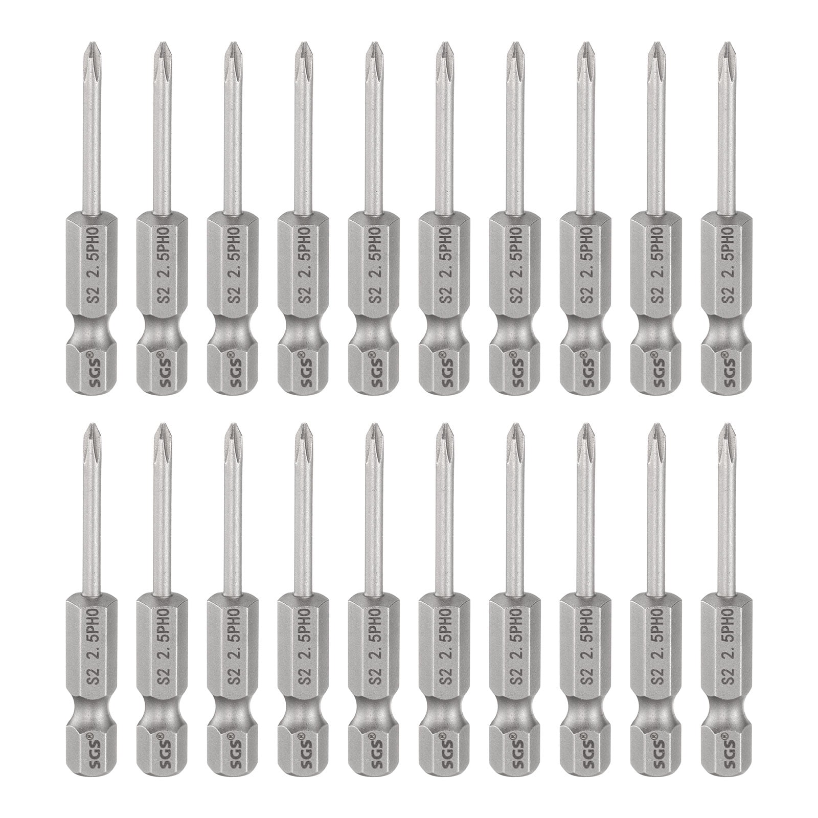 Uxcell 20pcs #00 Phillips Screwdriver Bit PH00 1/4" Hex Shank 2" (50mm) Long 0.1" Rod Magnetic ...