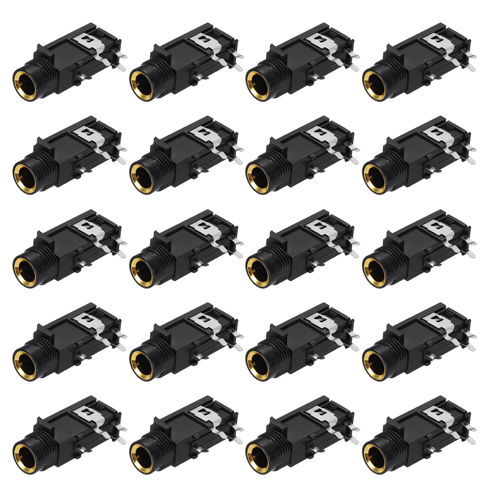 Uxcell 20pcs 1/4" 6.35mm Stereo Audio Jack, 50V 4 Pin Female Gold ...