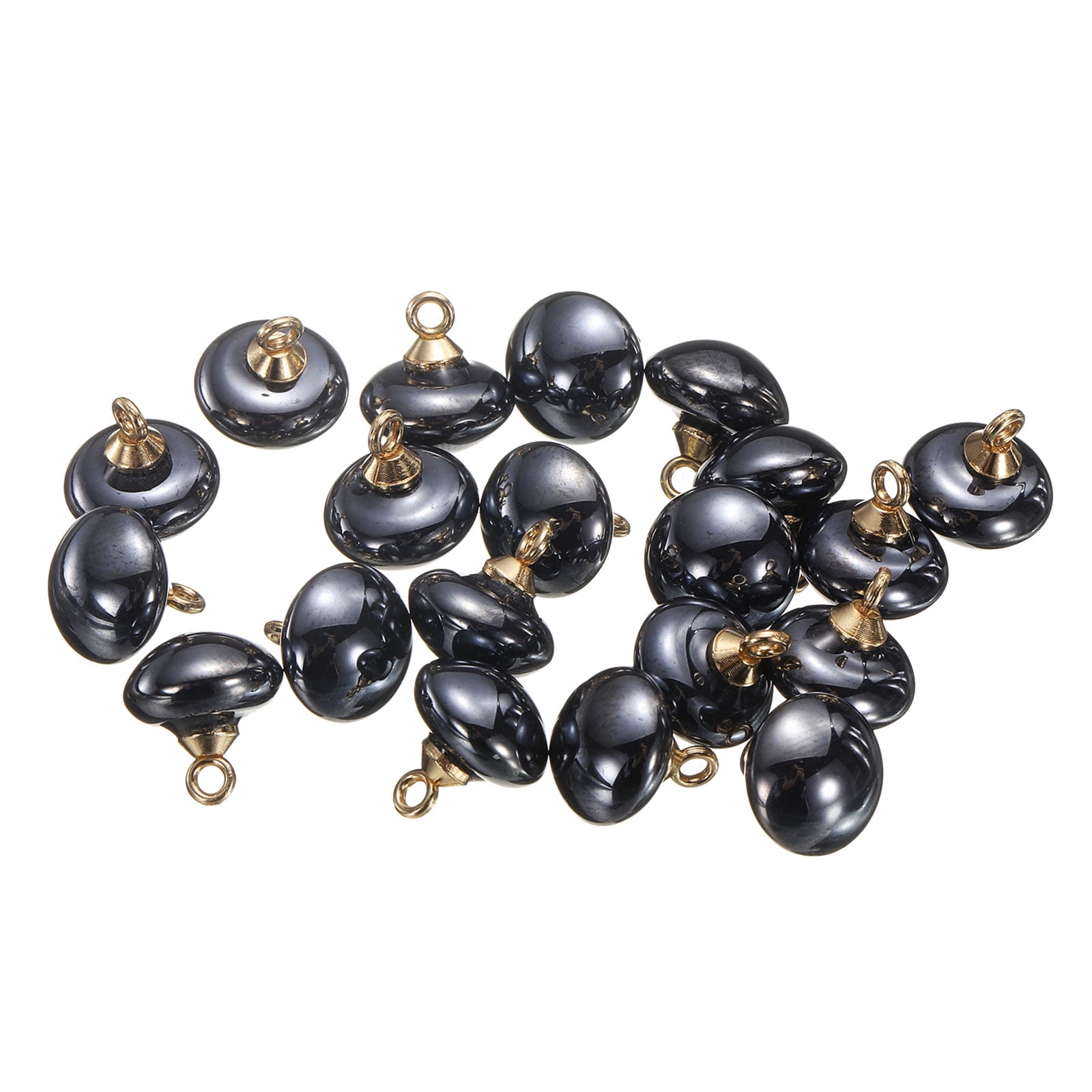 Uxcell 20pcs 16L Round Black Faux Pearl Buttons 10mm 3/8" Gold Metal ...