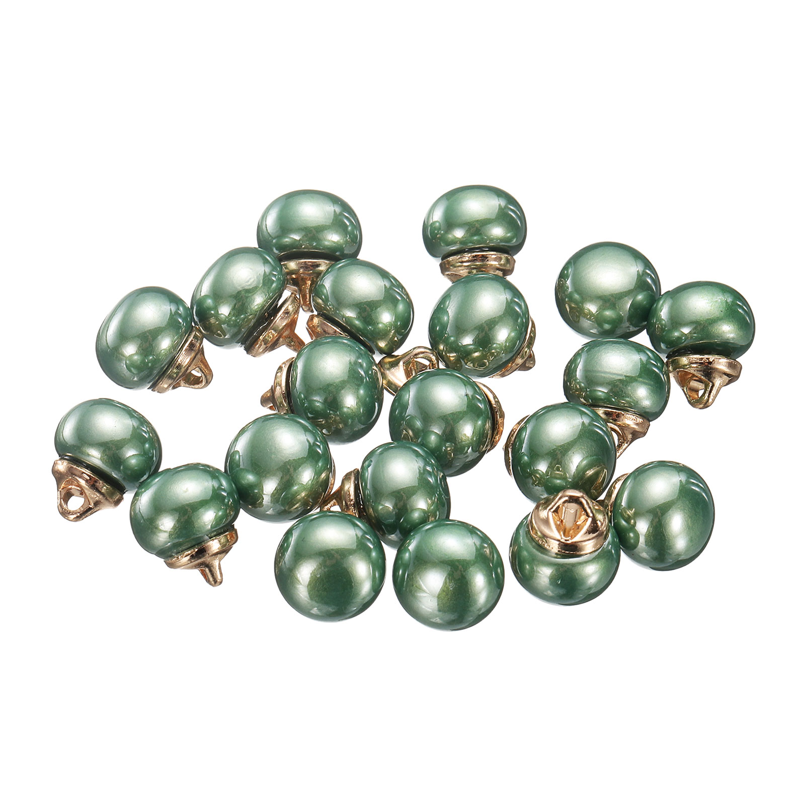 Uxcell 20pcs 16L Round Green Faux Pearl Buttons 10mm 3/8" Gold Metal ...