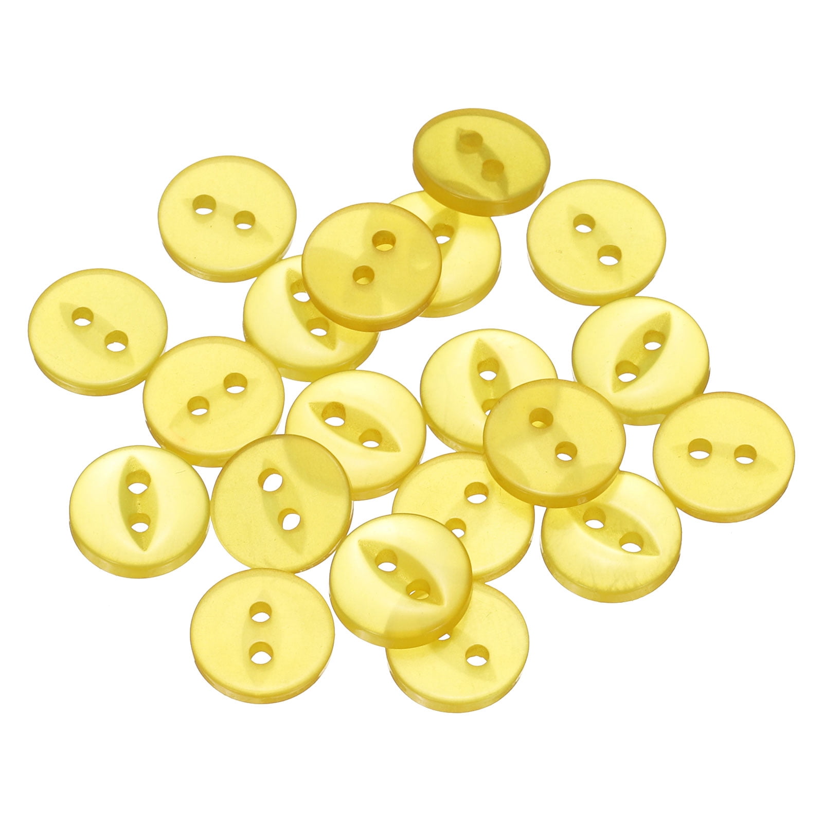 Uxcell 20pcs 16L Yellow Round Sewing Buttons 10mm 3/8" Resin 2-Hole ...