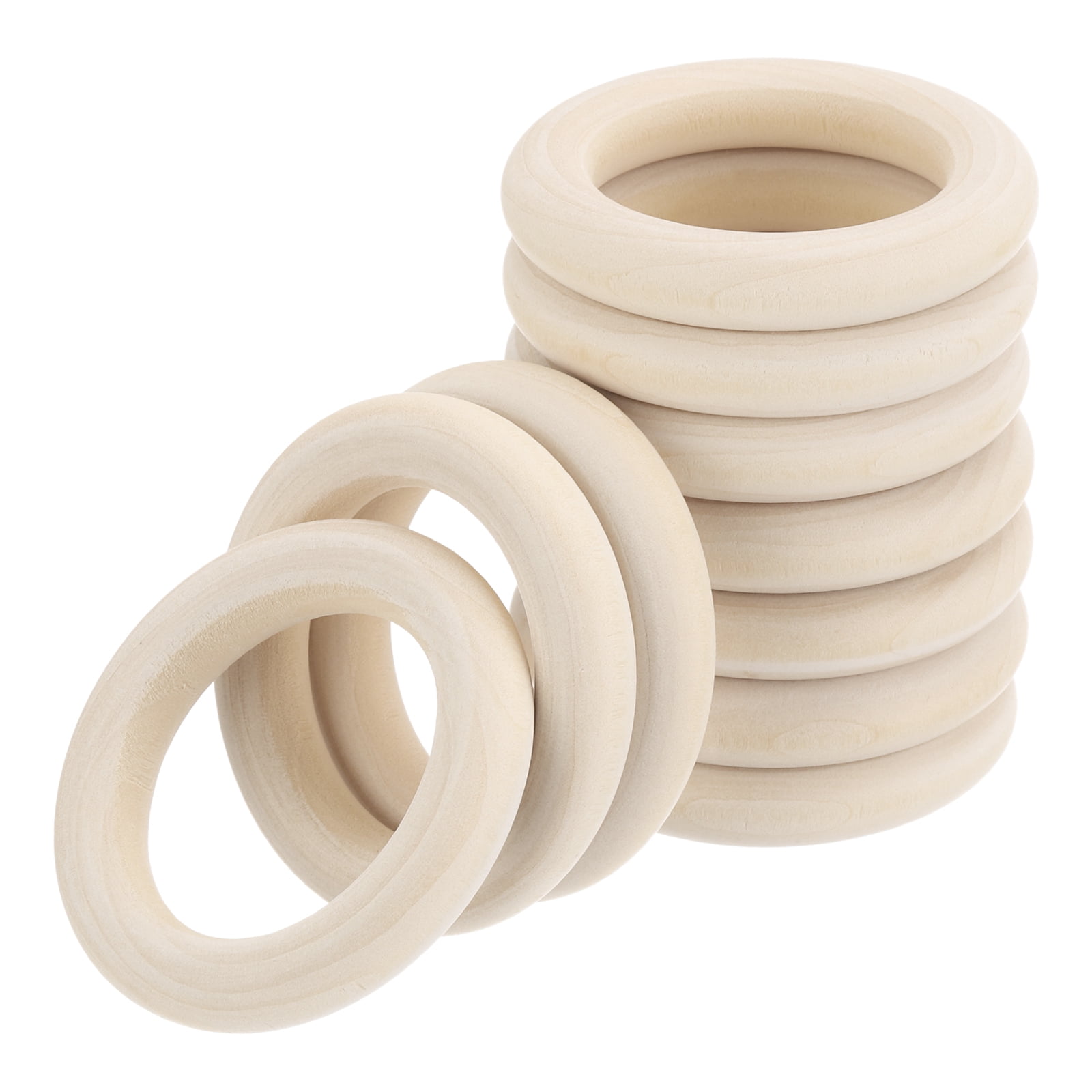 Uxcell Unfinished Wooden Rings Smooth Natural Woods Macrame Rings for ...