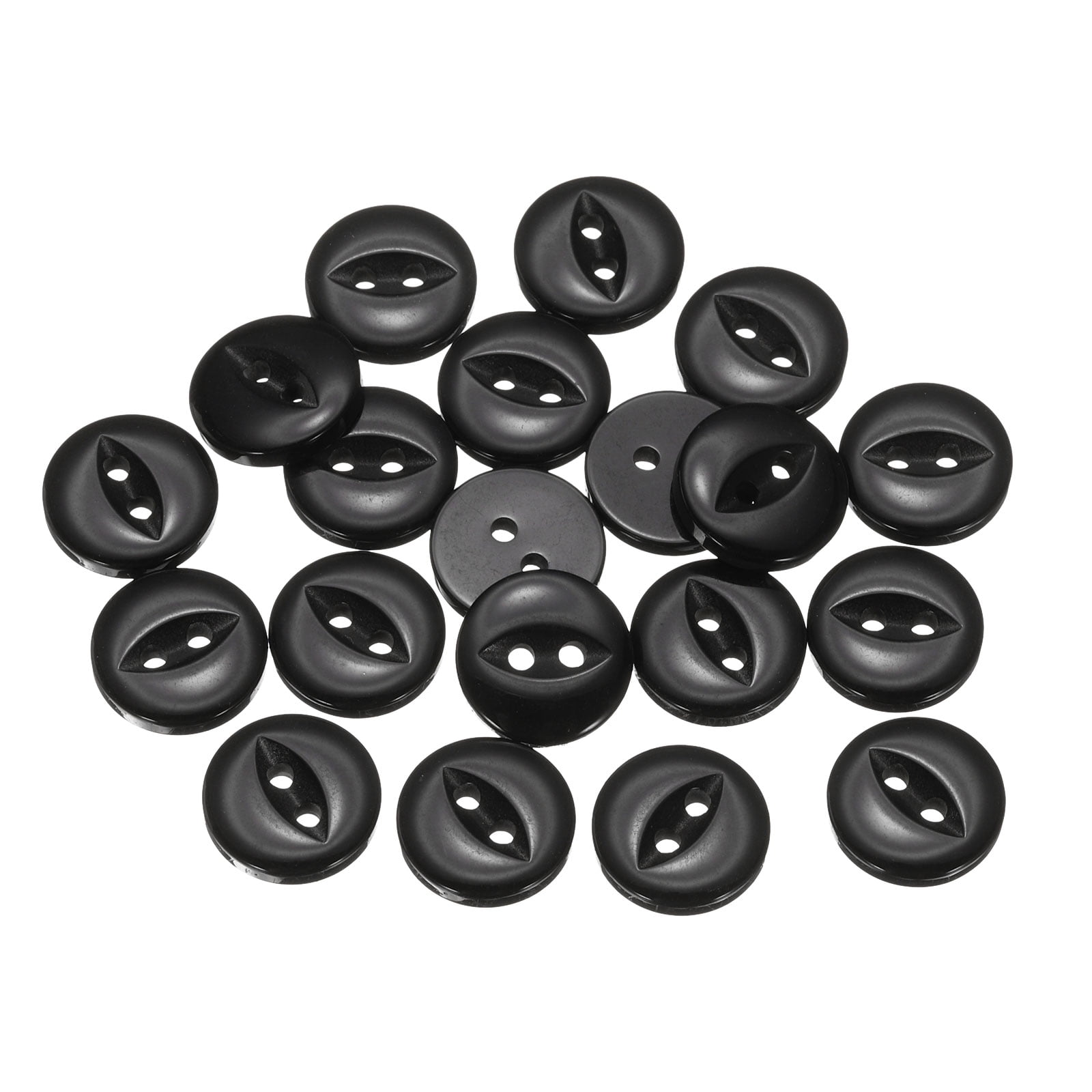 Uxcell 20pcs 20L Black Round Sewing Buttons 12.5mm 1/2" Resin 2-Hole ...