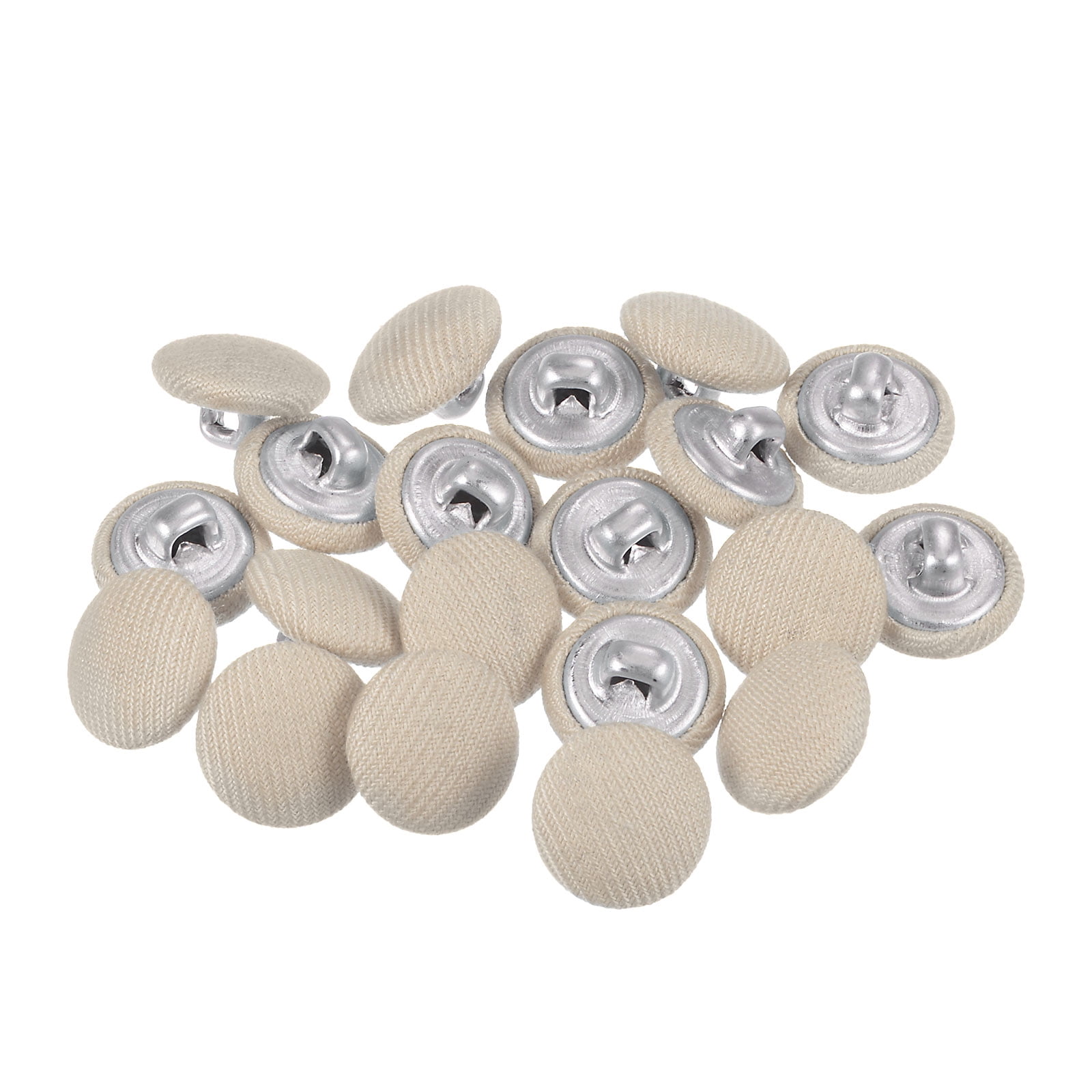 Uxcell 20pcs 20L Fabric Cloth Covered Button 12.5mm Metal Shank Round ...